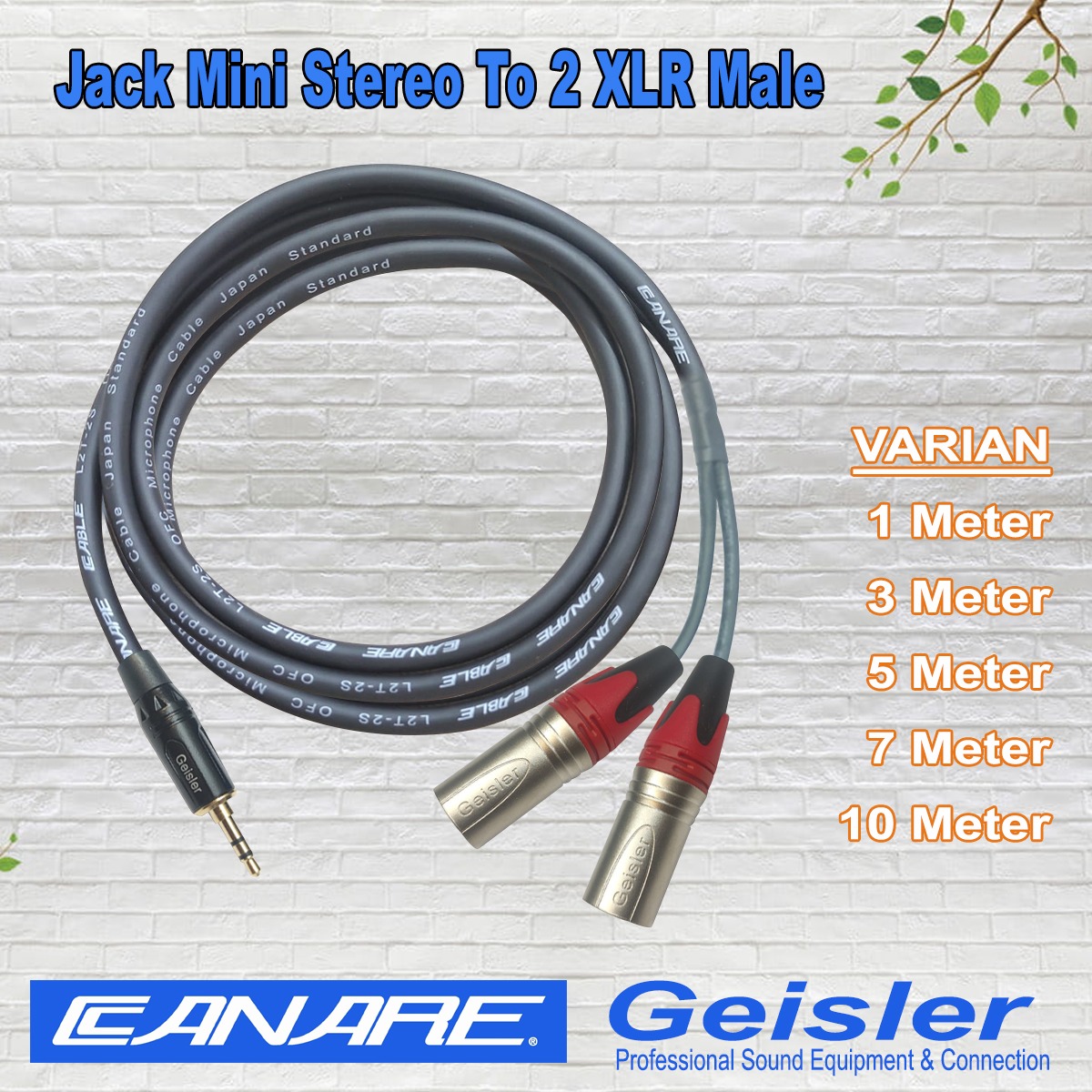 Kabel Profesional Audio Jack Mini Stereo 3,5 mm Geisler To 2x XLR Male Geisler - Canare | Lazada ...