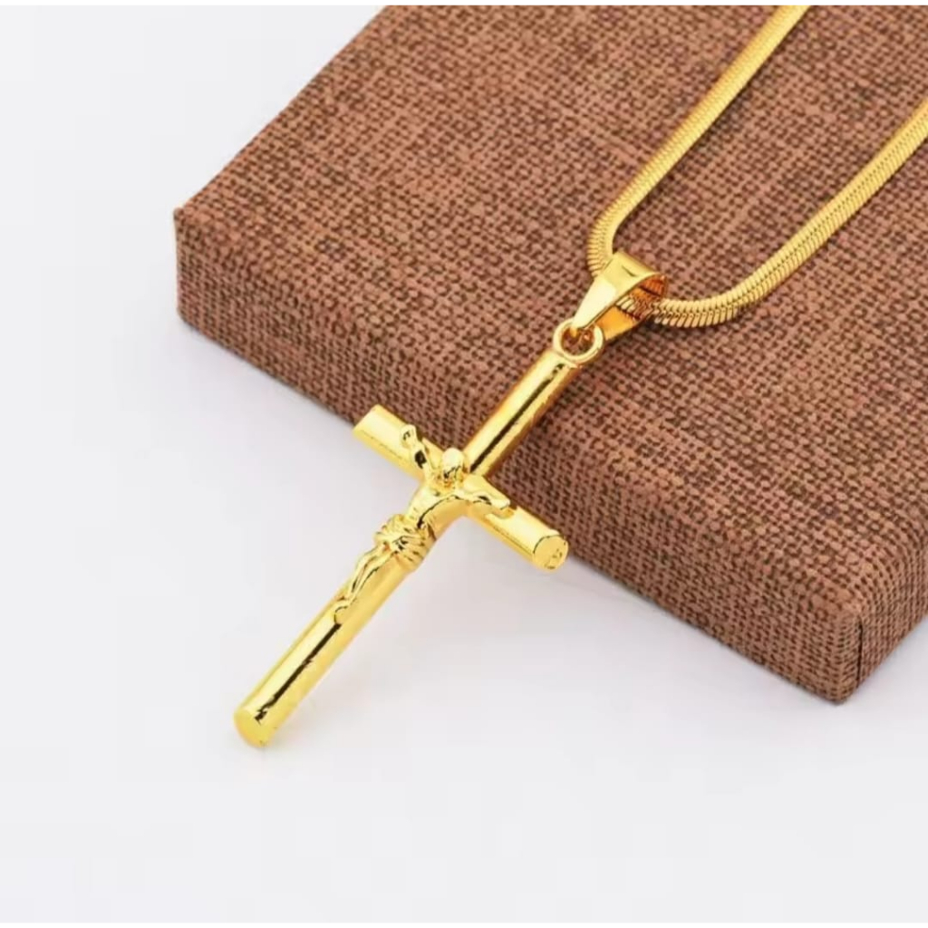KALUNG PRIA WANITA MODEL KALUNG GEPENG LIONTIN SALIB YESUS TERLARIS ...