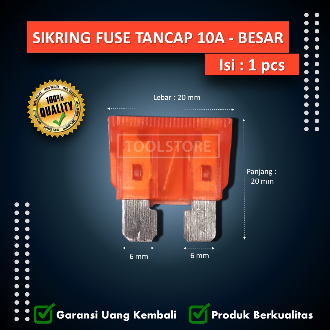 Sekring Sikring Motor Mobil Fuse Blade Tancap Ukuran Besar 10A 1 PCS ...