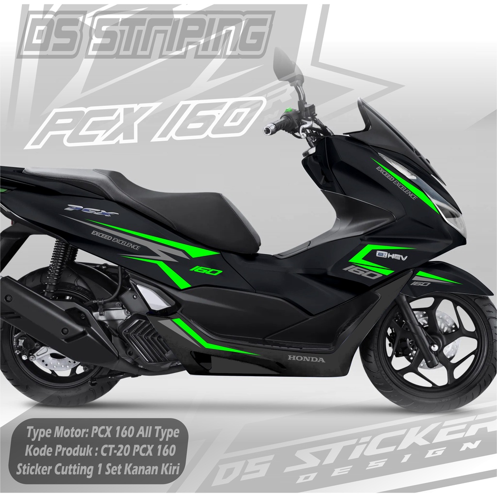 CT-20 Cutting Sticker PCX 160 Simpel Garis Body Hitam/ Gelap Stiker ...