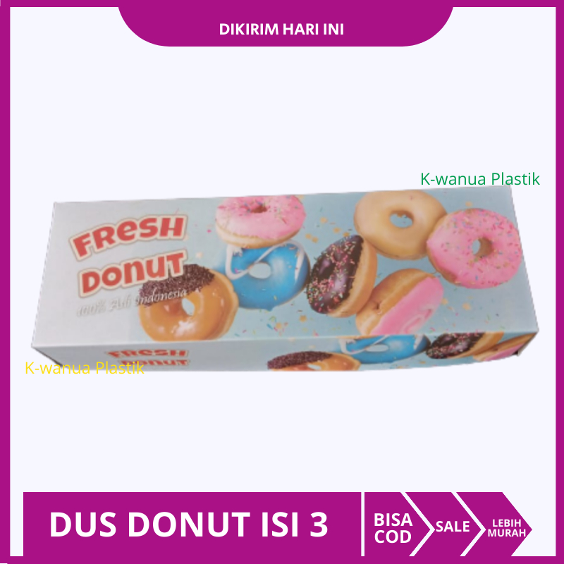 [10 PCS] Dus Donut, Box Donut, Kotak Donut, Tempat Donut isi 3 pcs ...