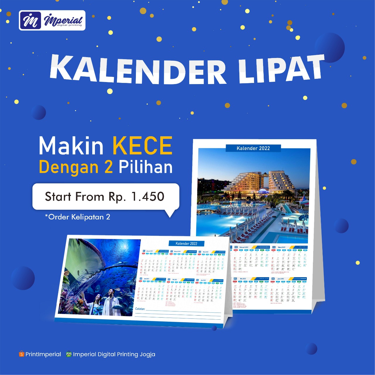 Cetak Kalender Lipat 2022 Custom Foto Bahan Ivory 230 6 Bulanan Isi 2 ...