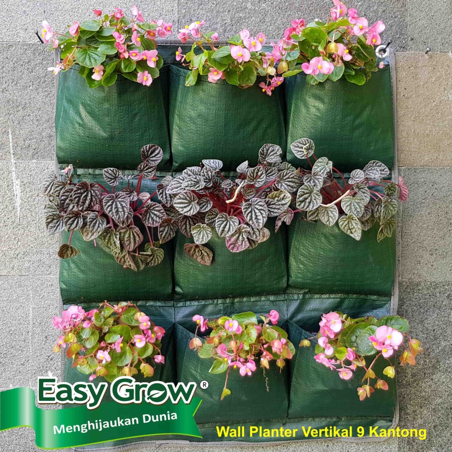 Wall Planter / Vertikal Garden / Kantong Pot 9 Bag Hijau | Lazada Indonesia