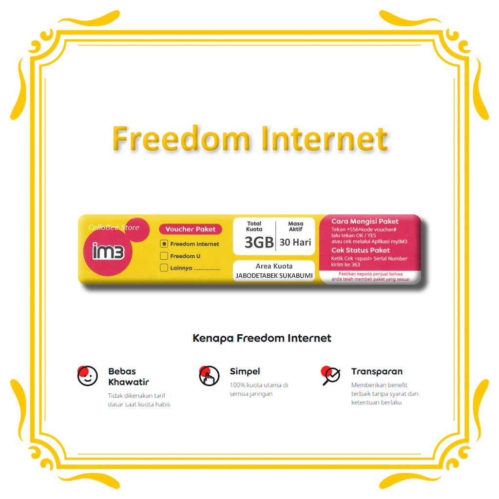 IM3 Freedom Internet 3GB 30 Hari | Voucher Kuota | Area Jabodetabek ...