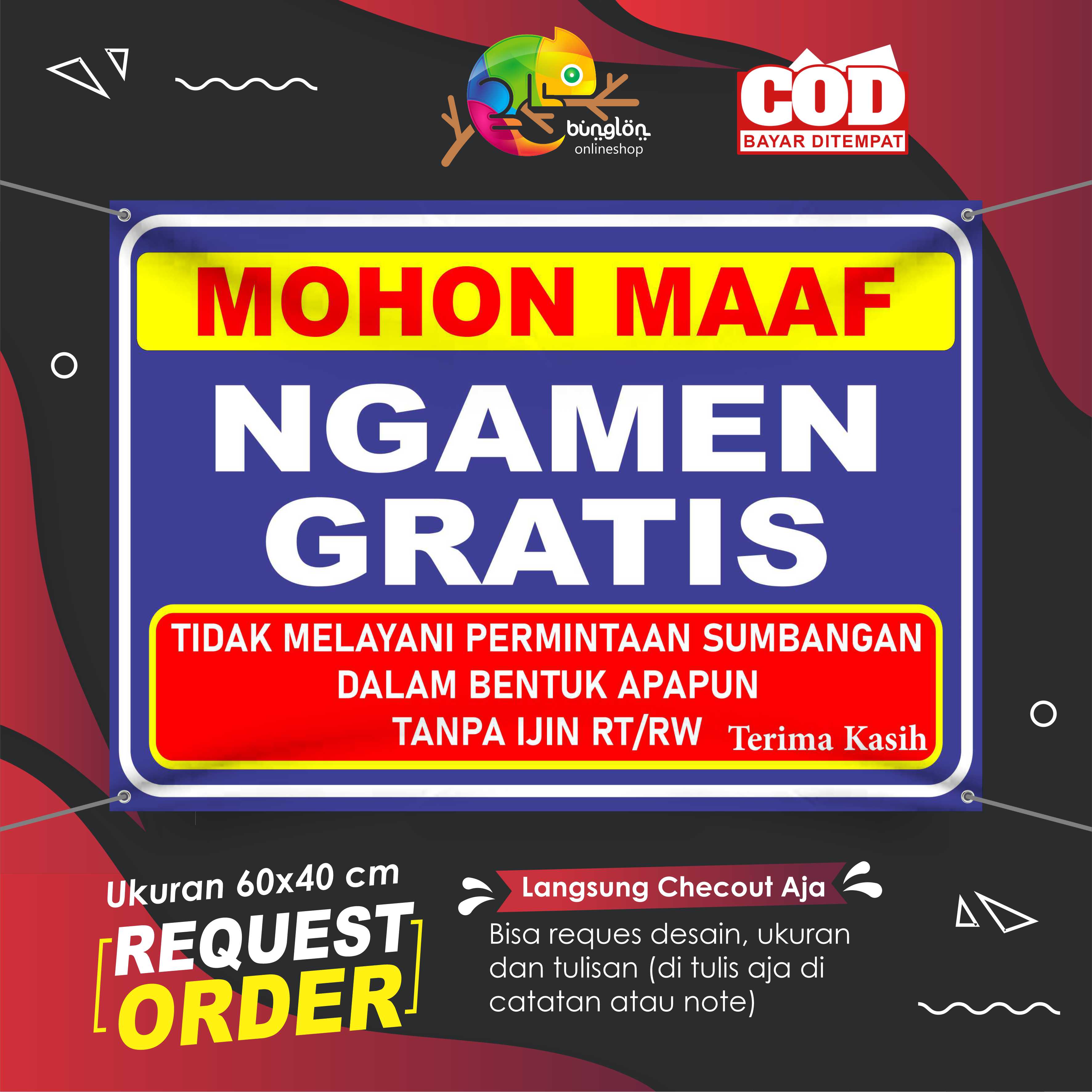 Spanduk Banner Mohon Maaf Ngamen Gratis | Lazada Indonesia