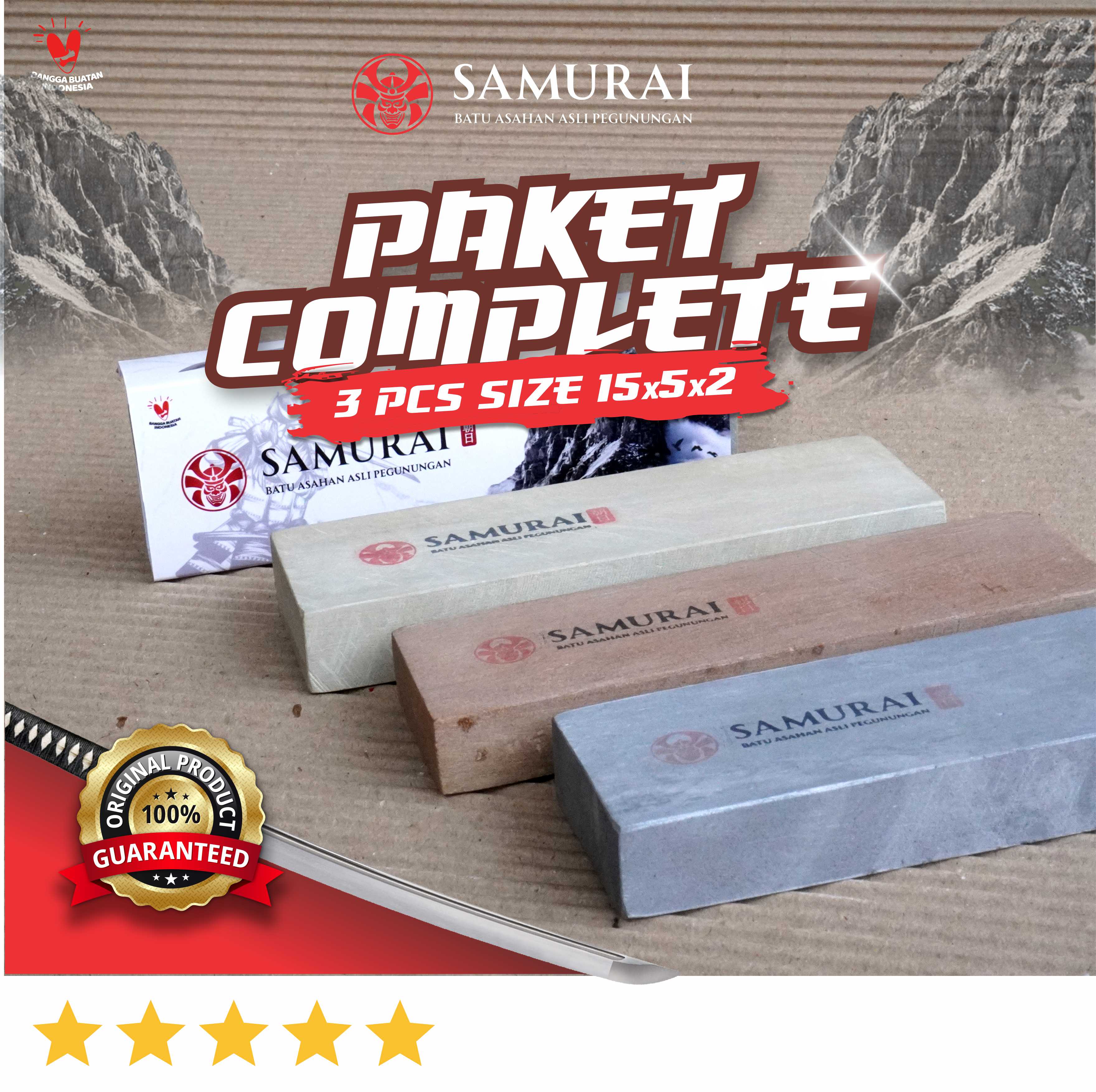 Samurai Asahan Batu Asah 15 X 5 X 2 Cm Paket 3 Pcs Grit 4000 6000