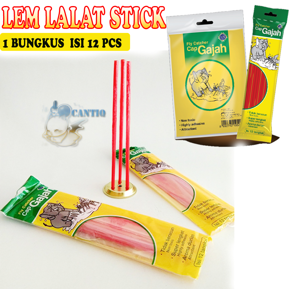 QCF 1 BUNGKUS 12 STIK Lem Stick Perangkap Lalat Cap Gajah Lem Lalat ...