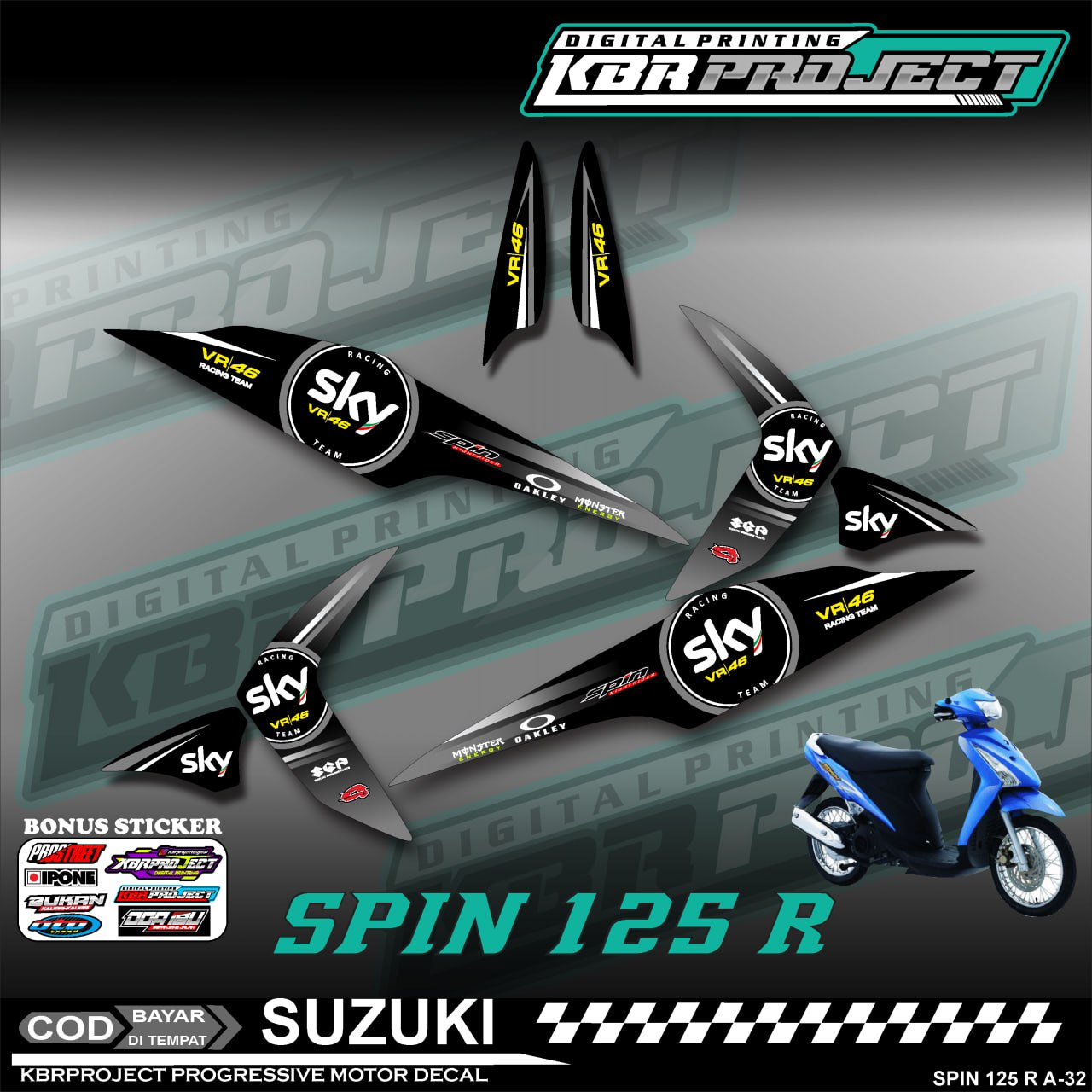 Sticker Striping SPIN 125 R Lis Variasi Stiker Motor SUZUKI Desain ...