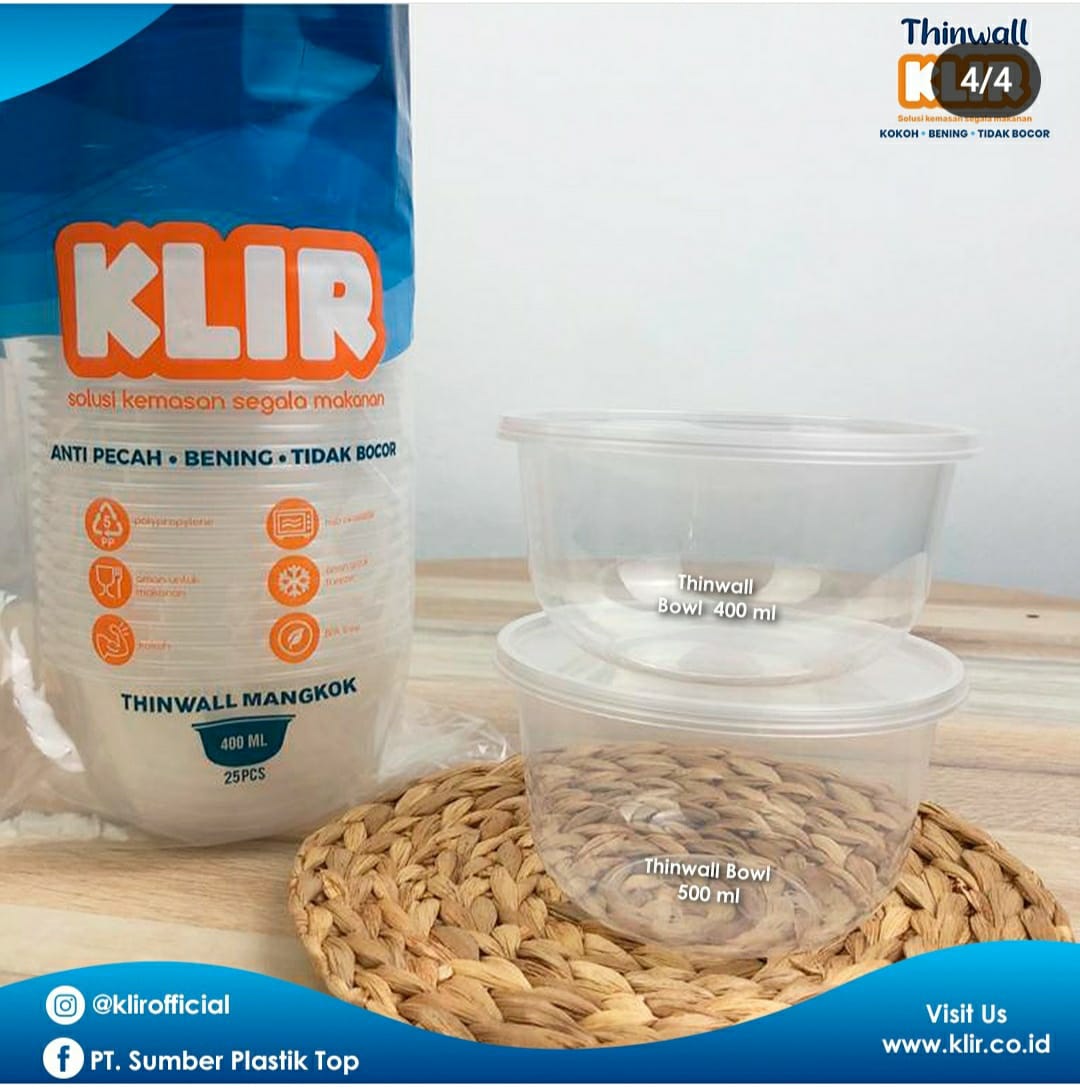 Thinwall mangkok 500ml + tutup / bulat / bowl tempat makan plastik ...