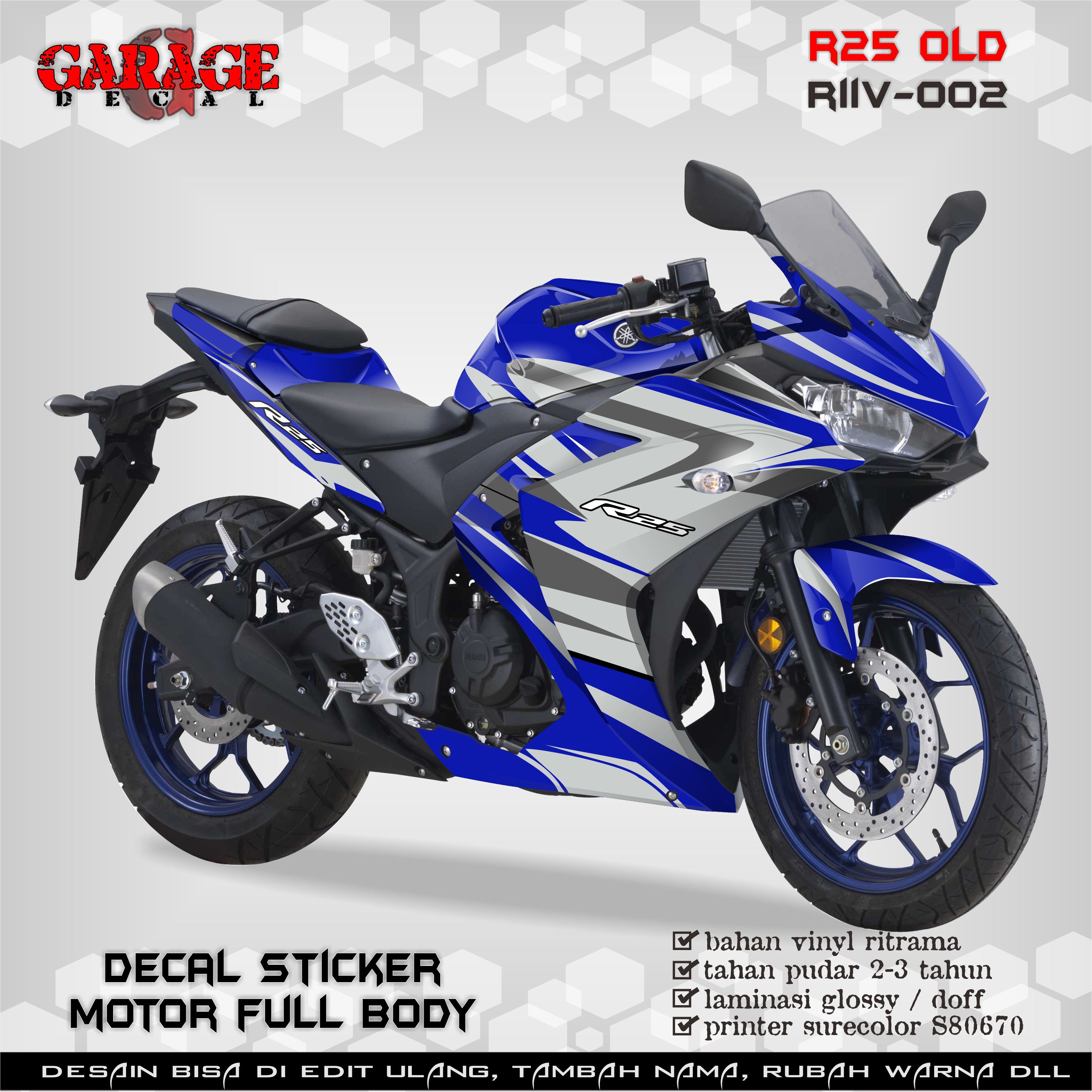 Decal R25 Old Full Body Sticker R25 old Full Body decal sticker YZF r25 ...
