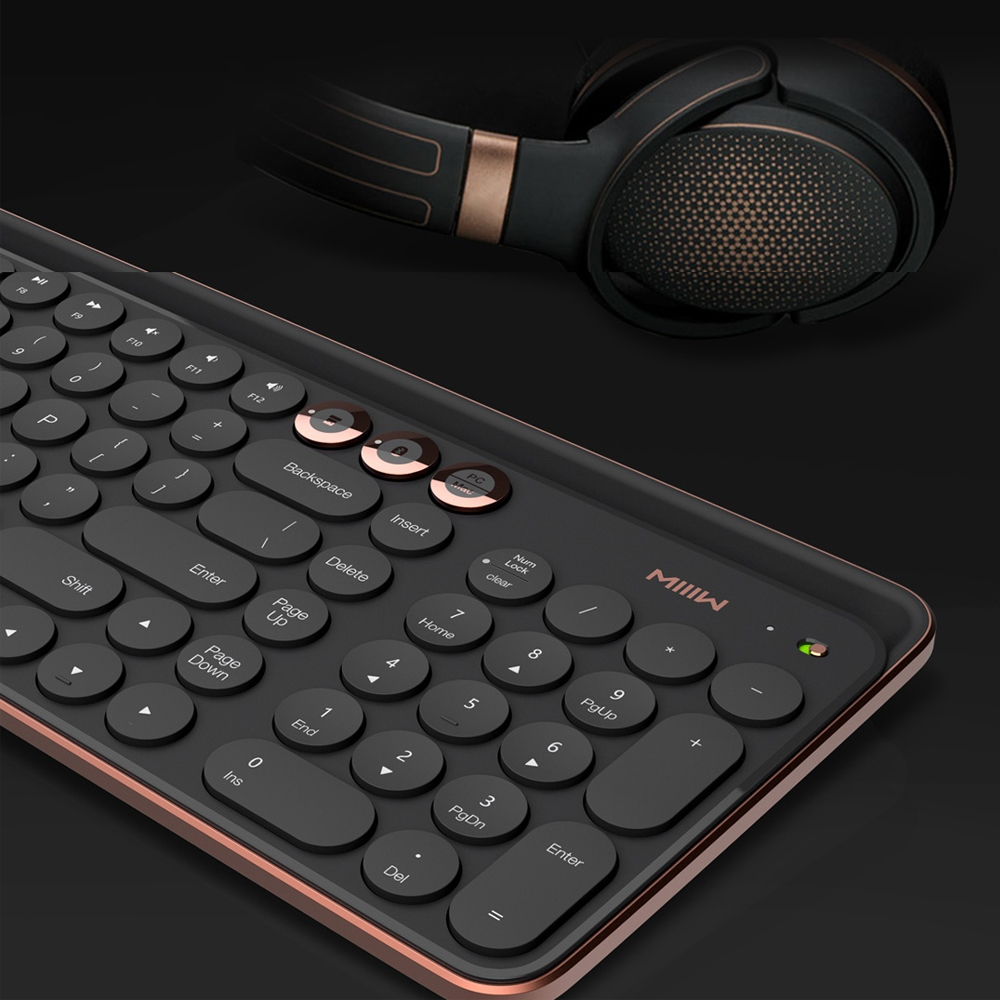 MIIIW 102 Keys Wireless BT&2.4GHz Dual-mode Office Keyboard with ...