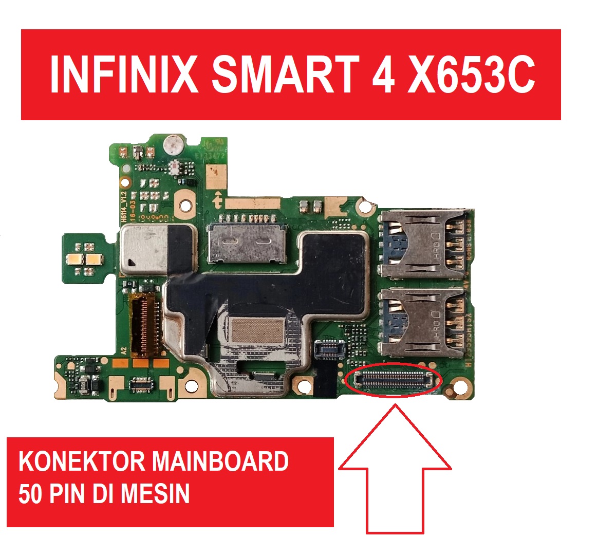 KONEKTOR MAINBOARD INFINIX SMART 4 X653c 50 PIN DI MESIN FPC CONNECTOR ...