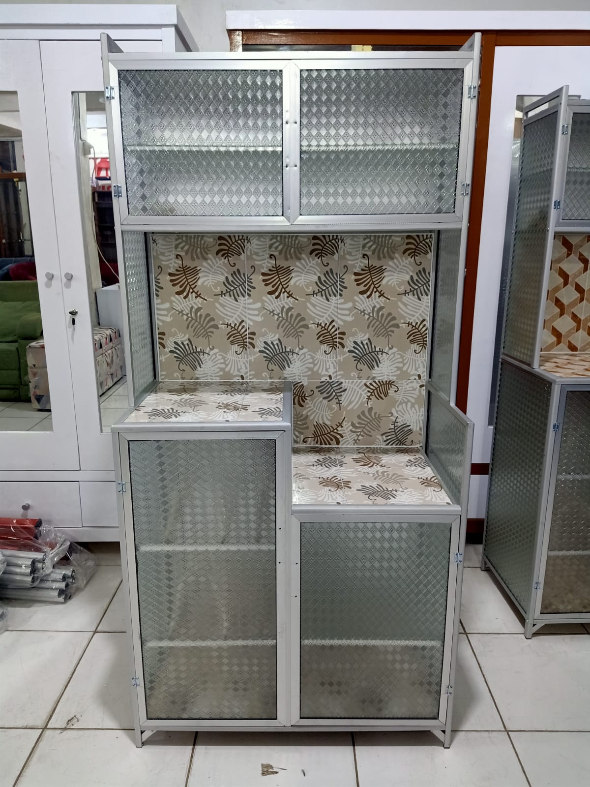 Rak Piring / Lemari Piring Alumunium 2Pintu Bawah Keramik | Lazada ...