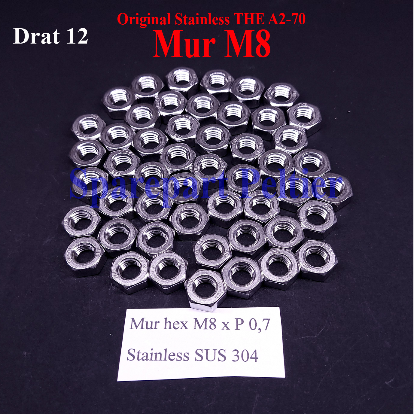 Mur hex M8 x P 0,7 Stainless SUS 304 ORIGINAL THE Drat 12 | Lazada ...