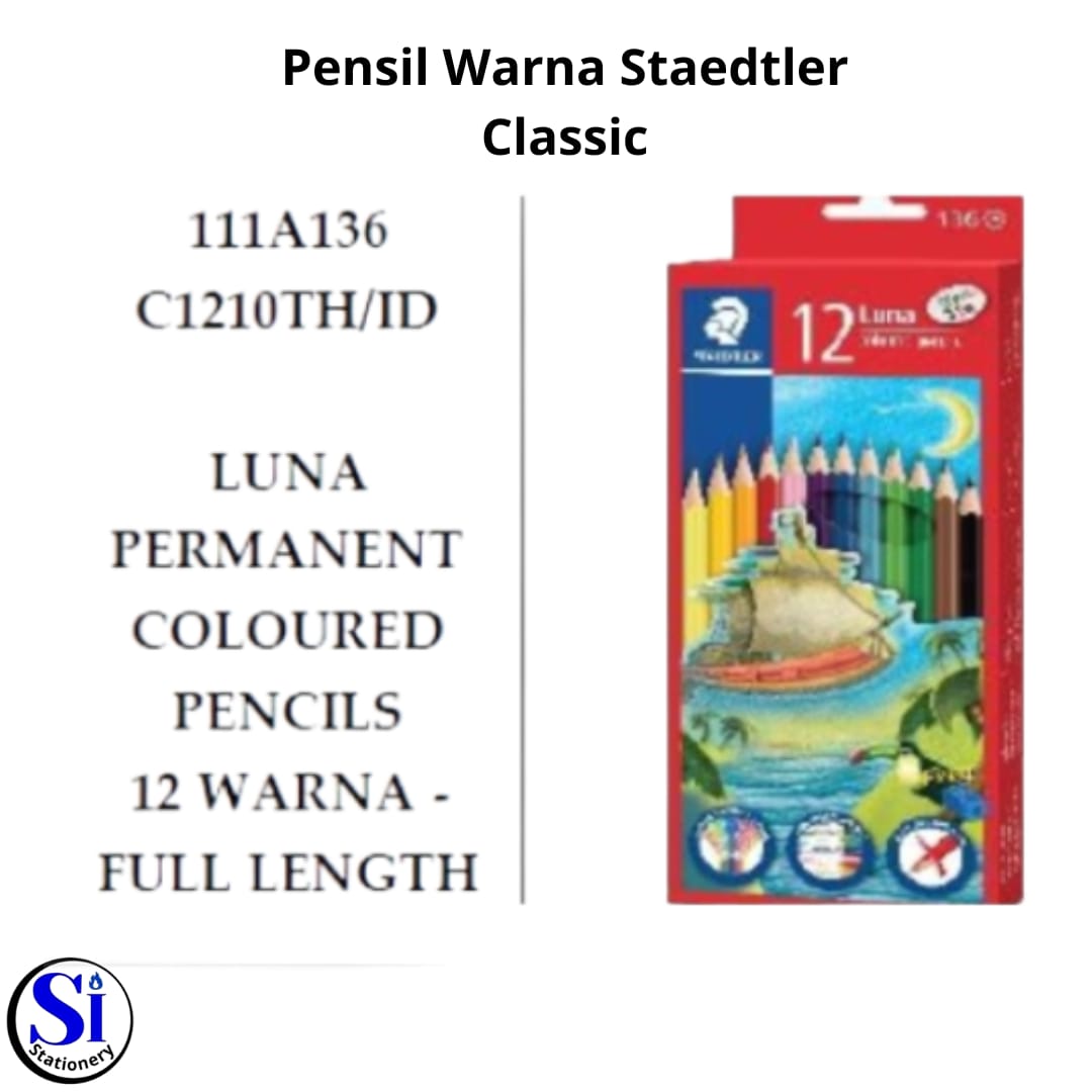 Pensil Warna Staedtler LUNA Permanent 12 panjang/Classic Colour Pencil ...