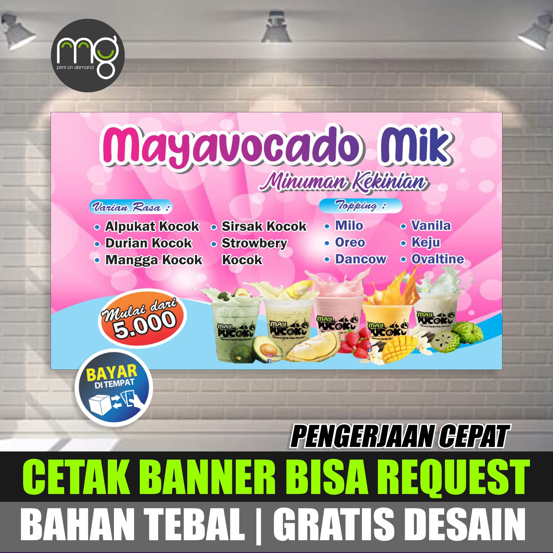 Spanduk minuman es kekinian - desain bisa custom / bisa request sesuai ...