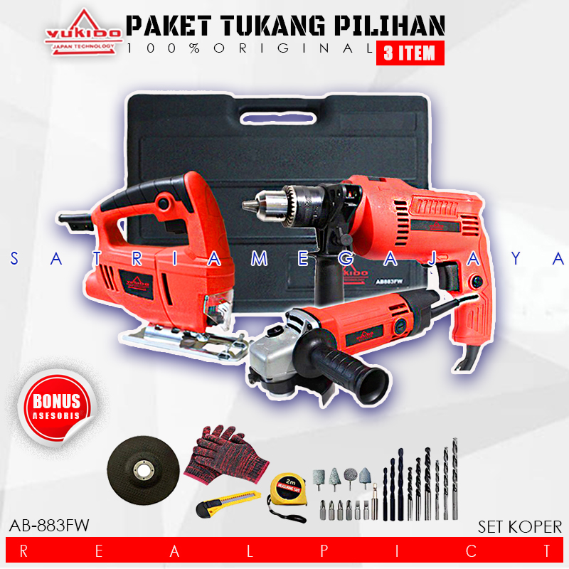 PROMO PAKET TUKANG KAYU!!!NEW 1 SET KOPER BOR LISTRIK/ IMPACT DRILL ...