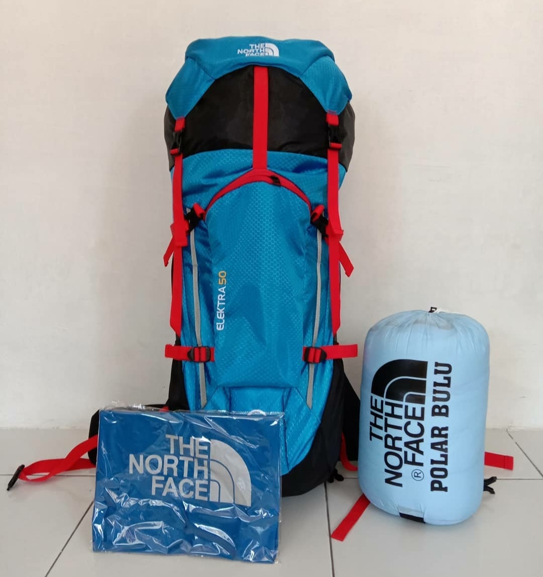 Paket Carrier Tnf 50+10L + SB Biru / tas gunung /tas pendaki / tas pria ...