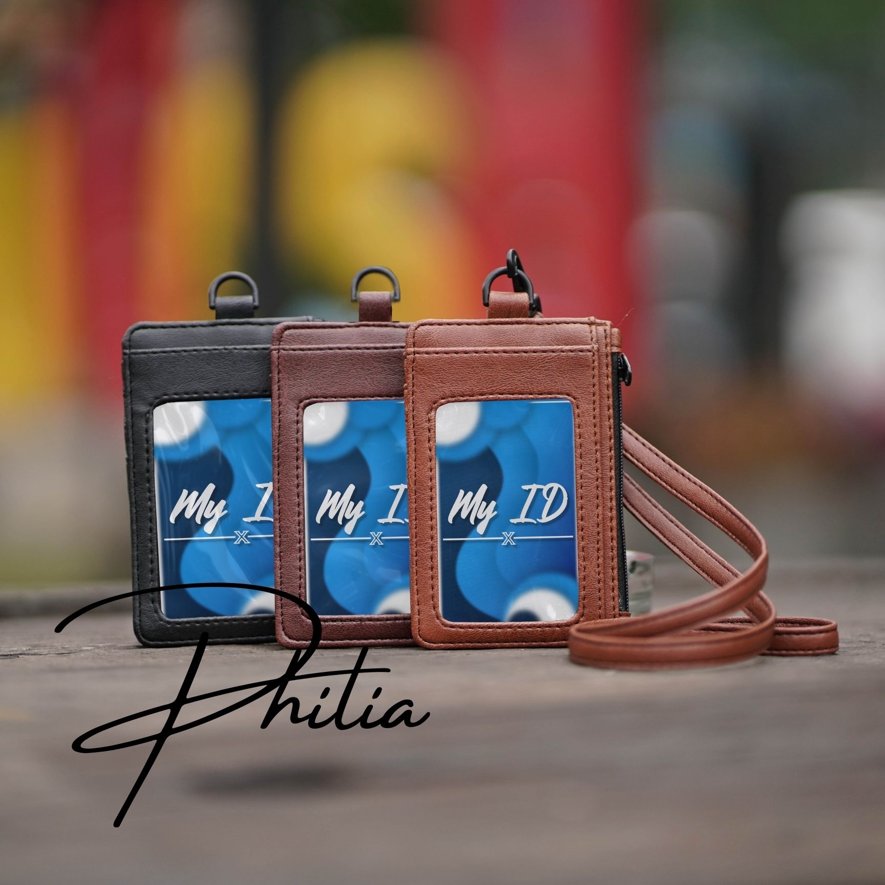 LANYARD ID CARD KULIT CUSTOM LOGO TULISAN CARD HOLDER DOMPET KARTU ...