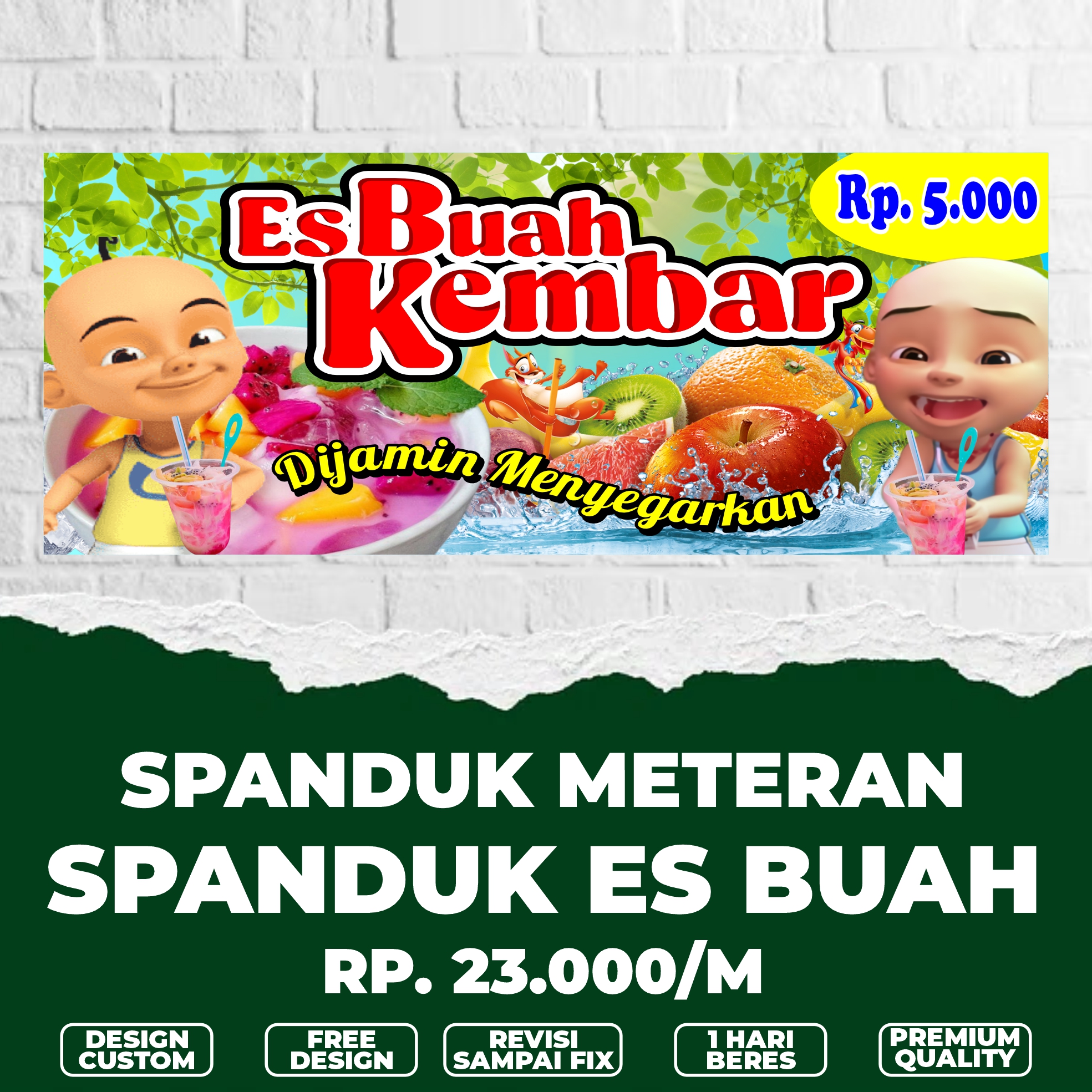 spanduk banner es buah / banner es buah kembar / banner spanduk meteran ...