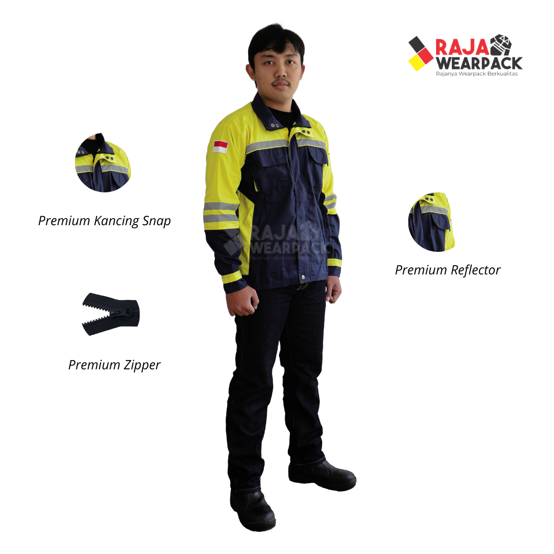 Wearpack Safety Proyek Lengan Panjang Semi Jaket Atasan Warna Biru ...
