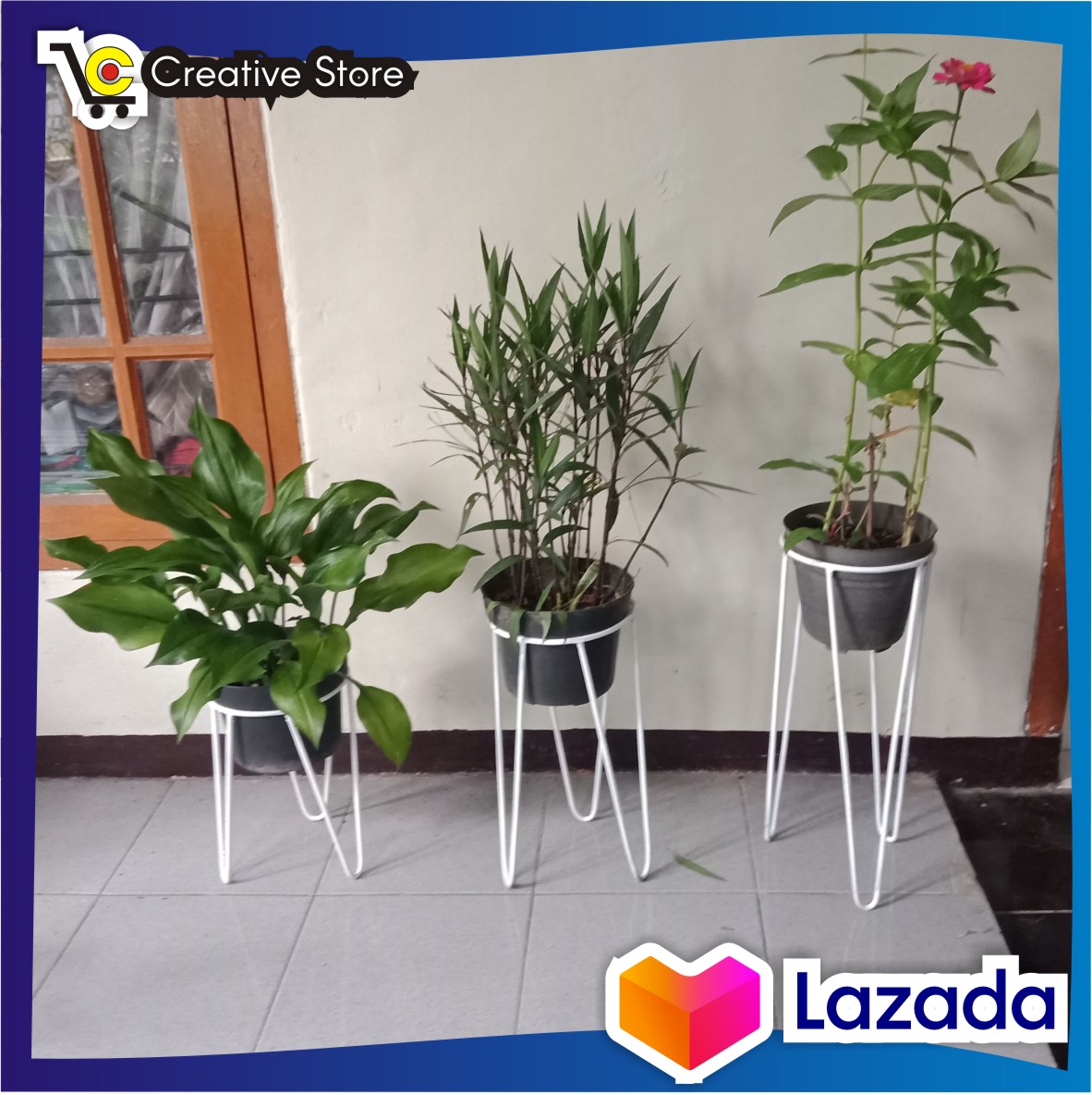 Standing Pot Set 3 pcs - Standing Pot Bunga Besi Murah- Rak Pot Tinggi ...