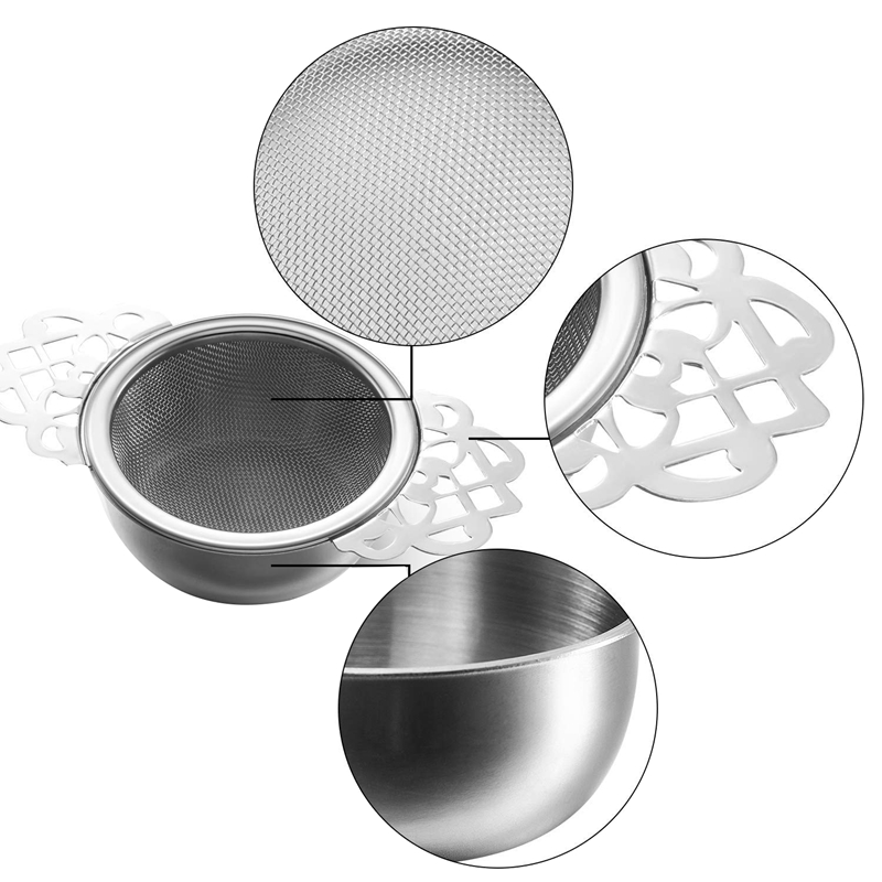 Tea Strainer with Dripping Bowl, Mesh Teapot, Stainless Steel Pine Leaf ...
