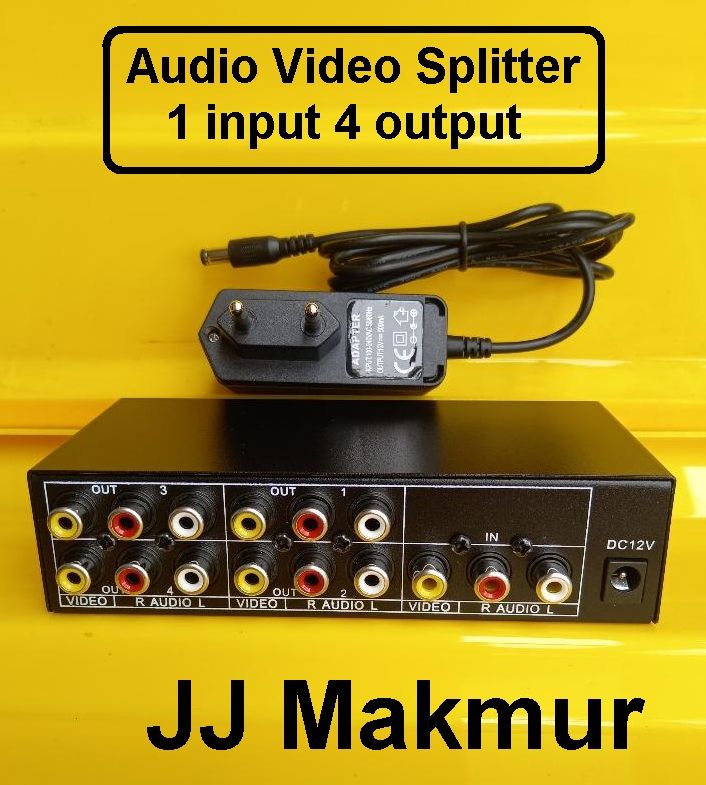 Splitter RCA Audio VIdeo 1 input 4 output AV cabang 4 load port ...