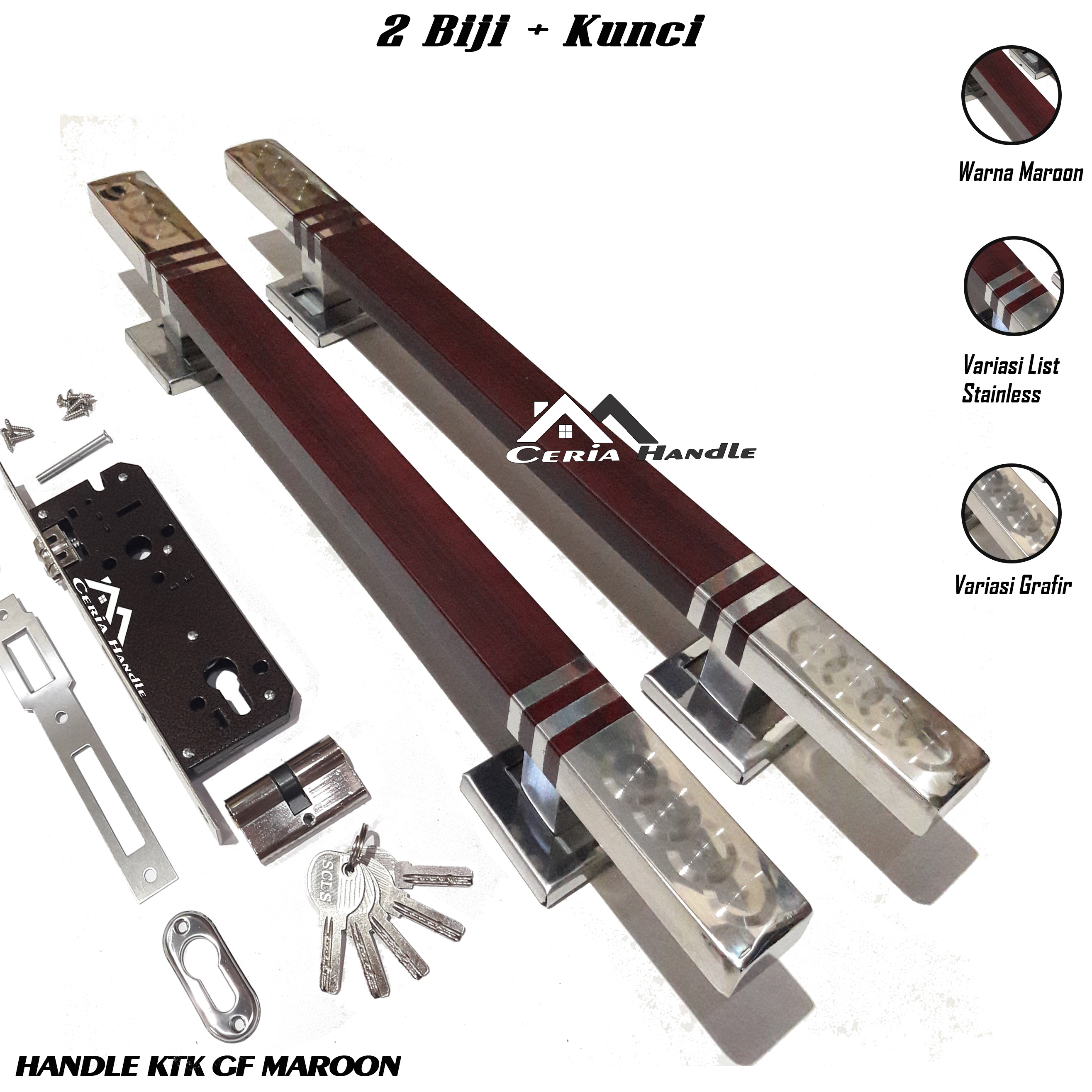 Paket Siap Pakai Handle Pintu Ukuran Panjang dan Kunci Pintu Roller ...