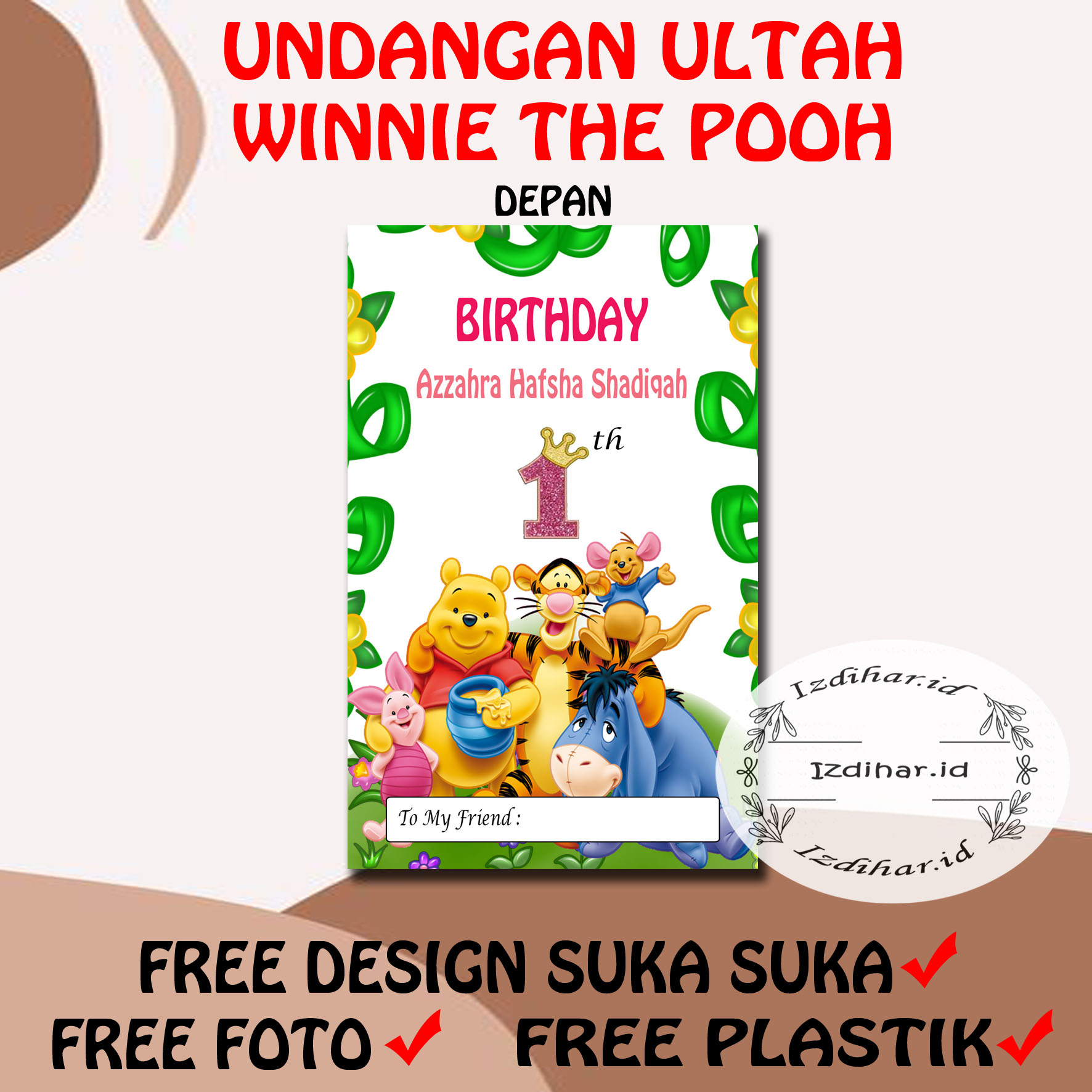 (PER 50 PCS UNDANGAN ULTAH) / Undangan ulang tahun / undangan ultah ...