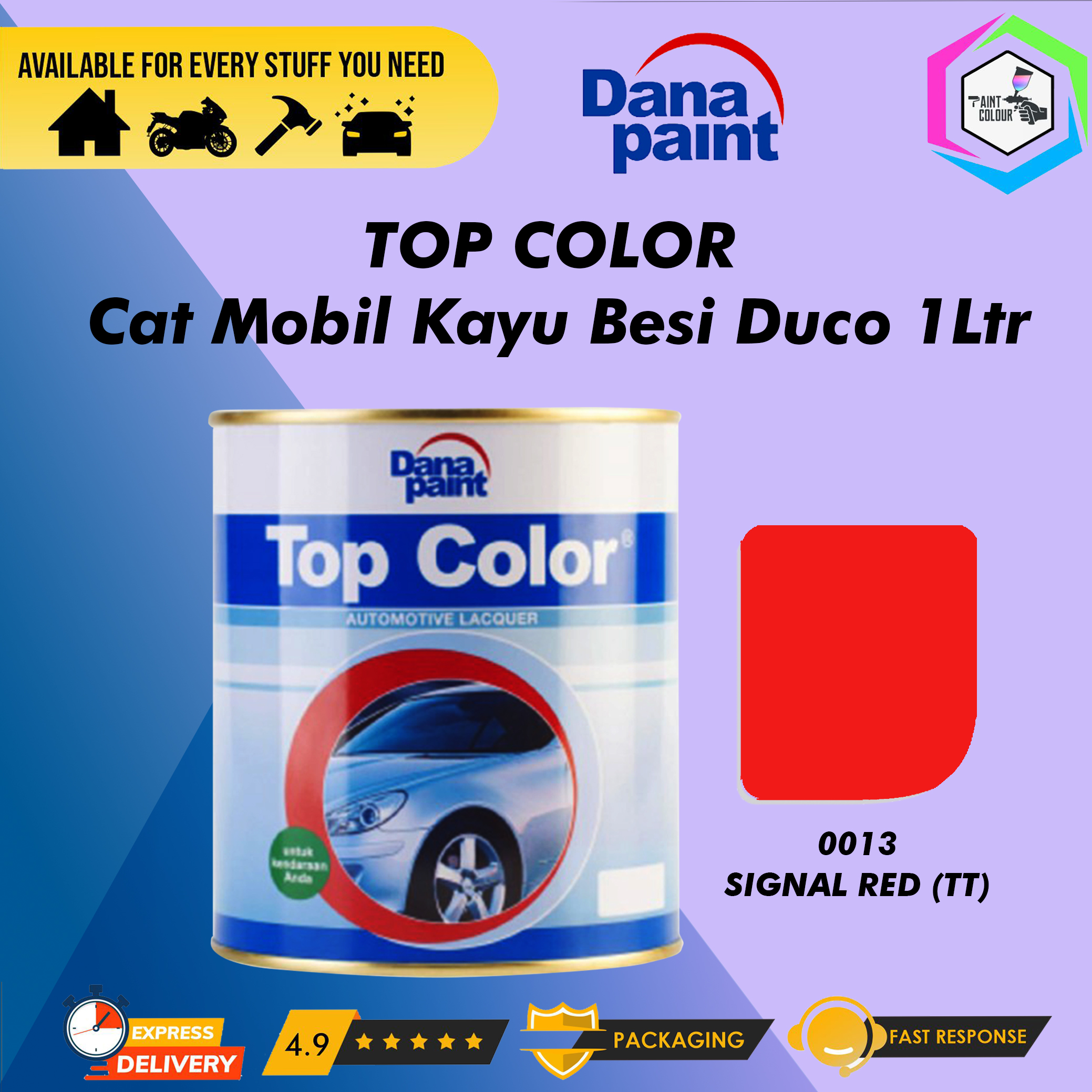 TOP COLOR 0013 Signal Red (Tt) - Cat Mobil Kayu Besi Duco | Lazada ...