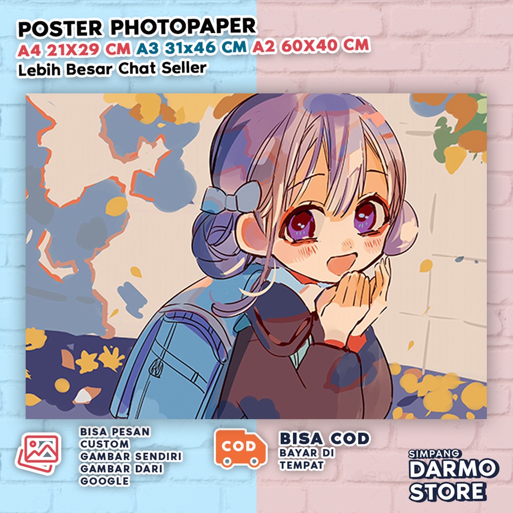 Poster Jibaku Shounen Hanako-kun Hanako Yashiro Nene Kou Hiasan Dinding ...