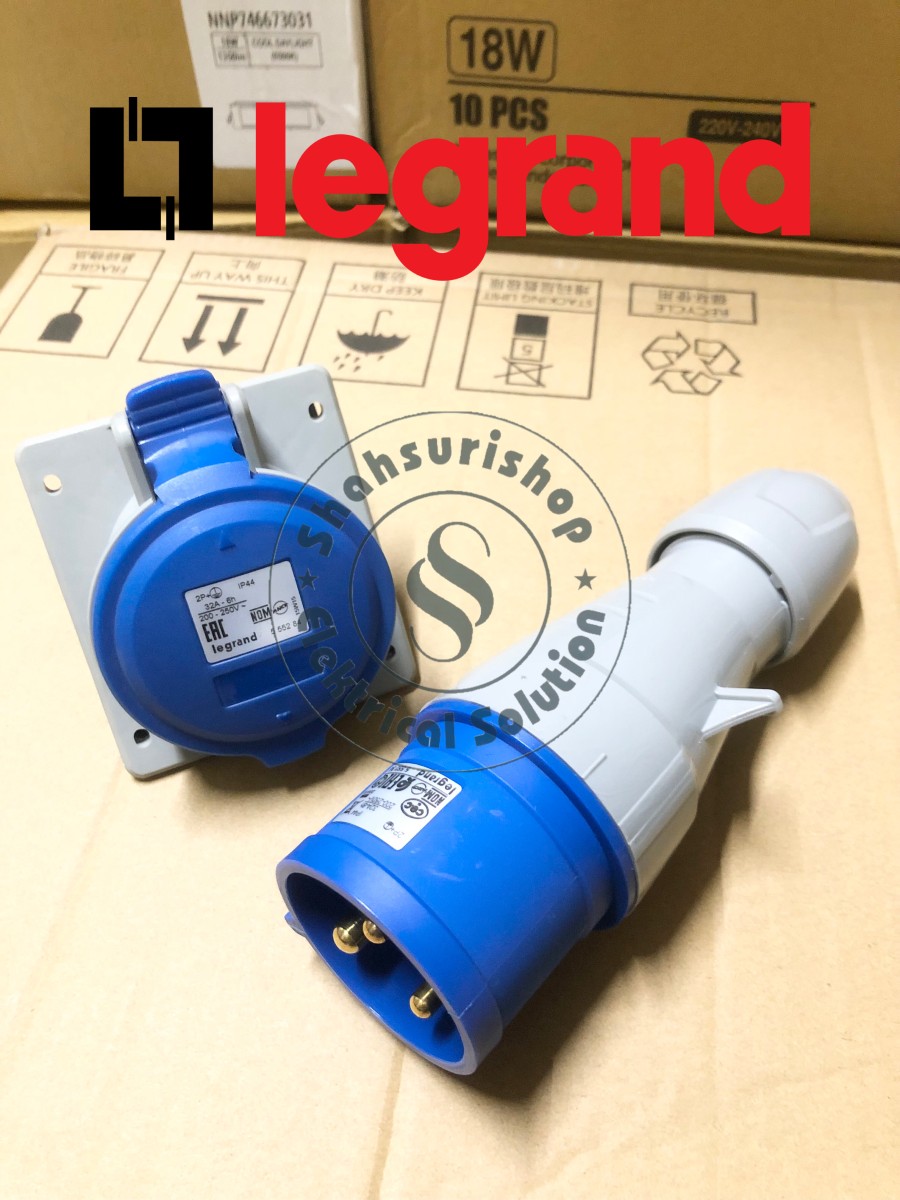 Legrand Panel Mounting + Straight Plug 32A 2P+E (Male-Female) ip44 | Lazada Indonesia