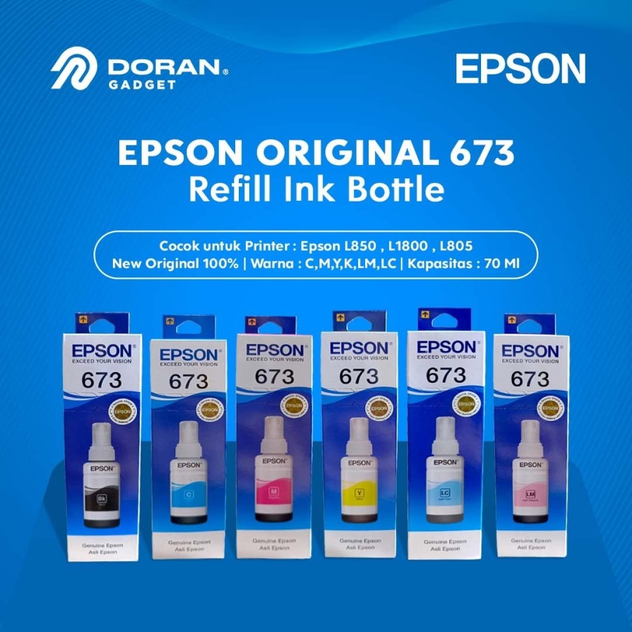 TINTA EPSON T673 Original Tinta Refill Printer L800 L805 L850 L1800 ...