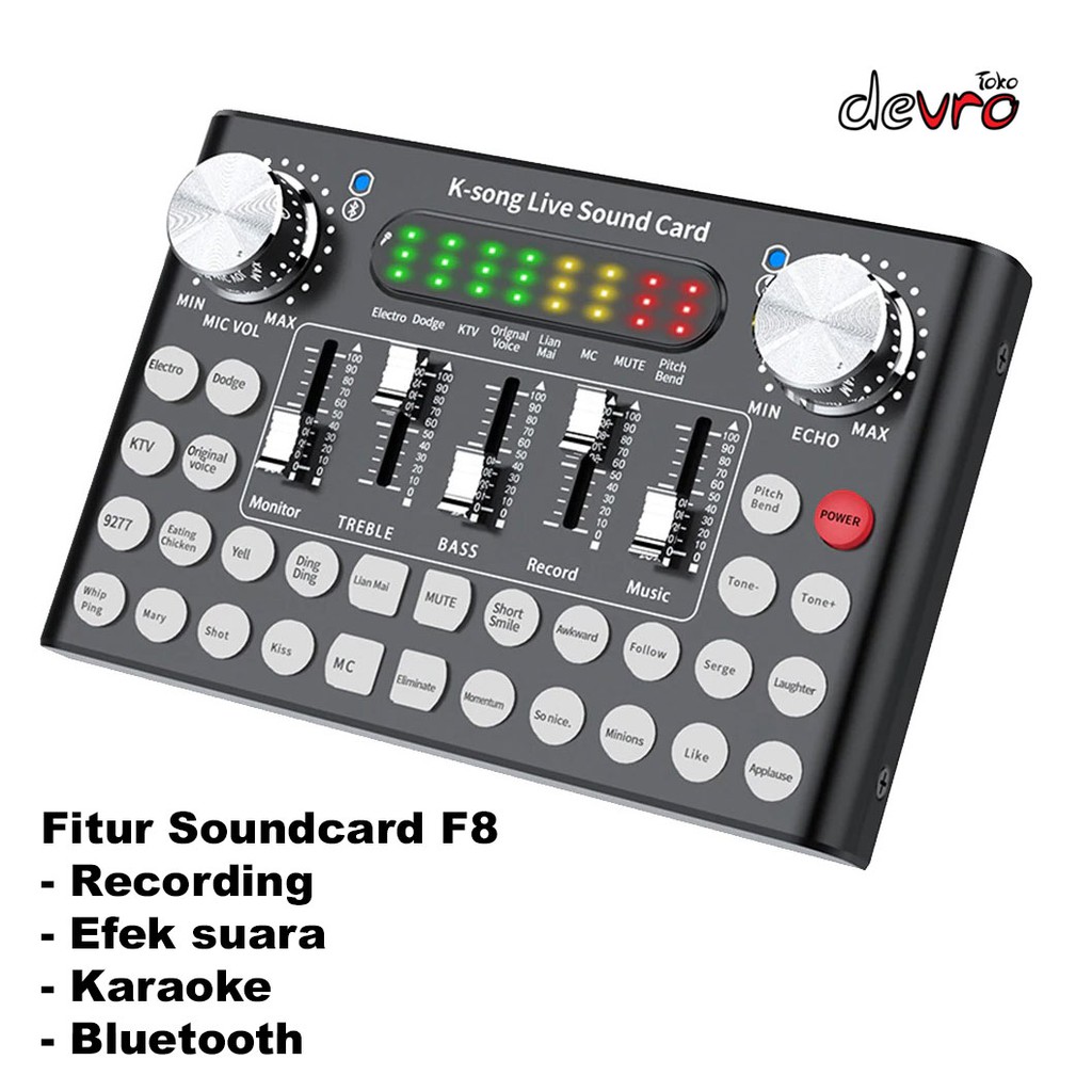 Sound Card F8 Mixer Amplifier Live Broadcast Recording - Woopower F8 ...