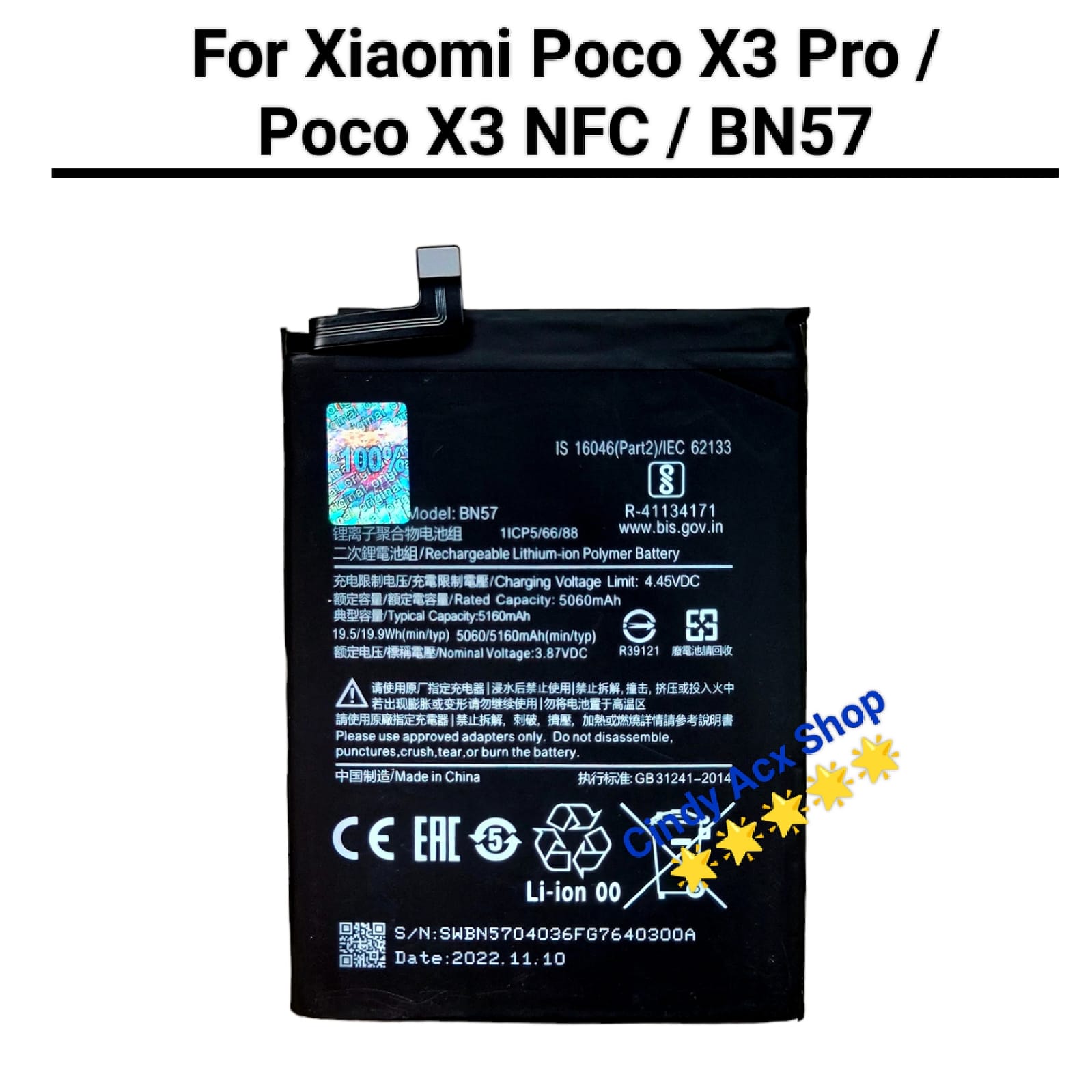 Baterai Batre Xiaomi Poco X3 NFC Poco X3 Pro BN57 Original Battery ...