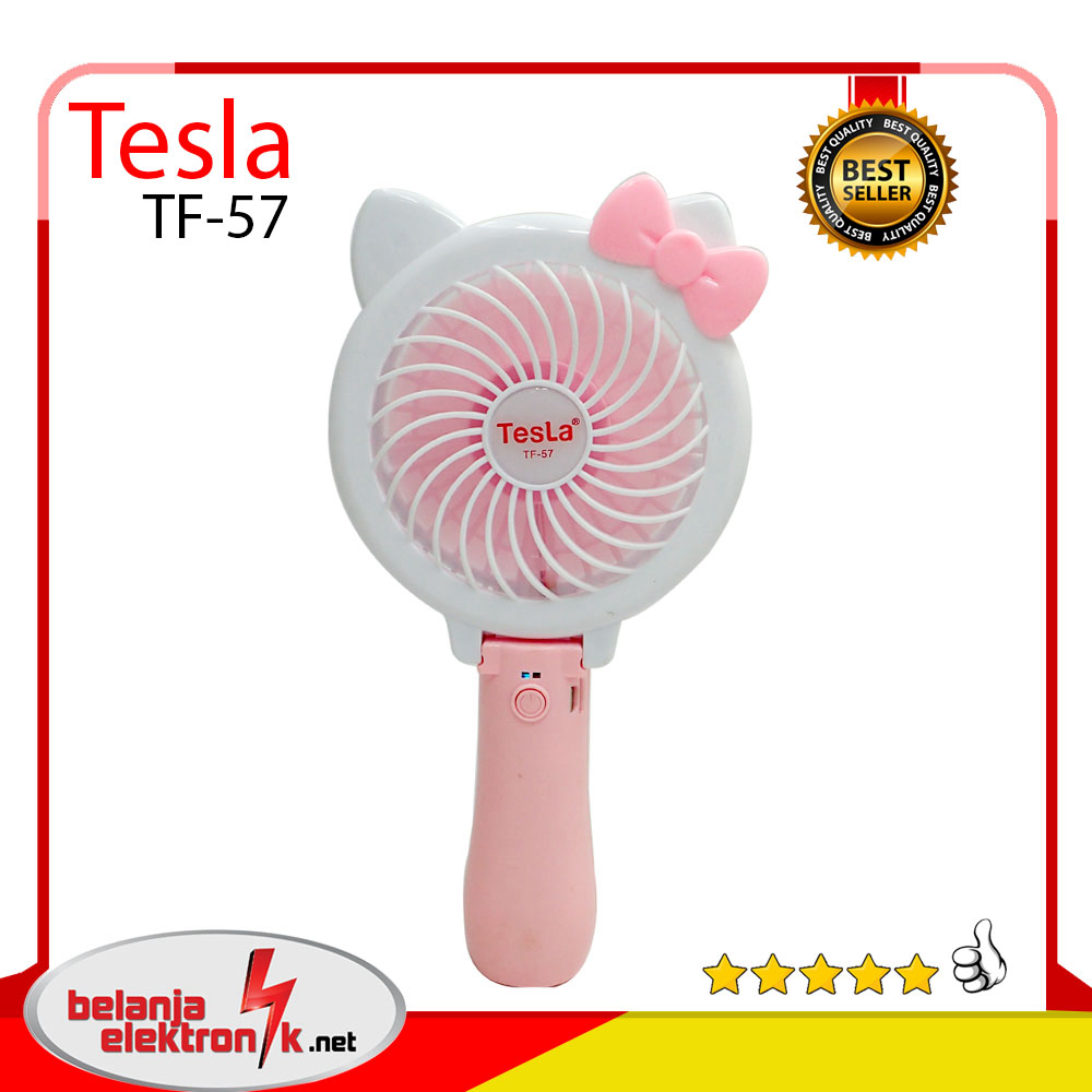 MINI FAN PORTABLE GENGGAM HELLO KITTY + CHARGER TESLA TF-57 | Lazada ...
