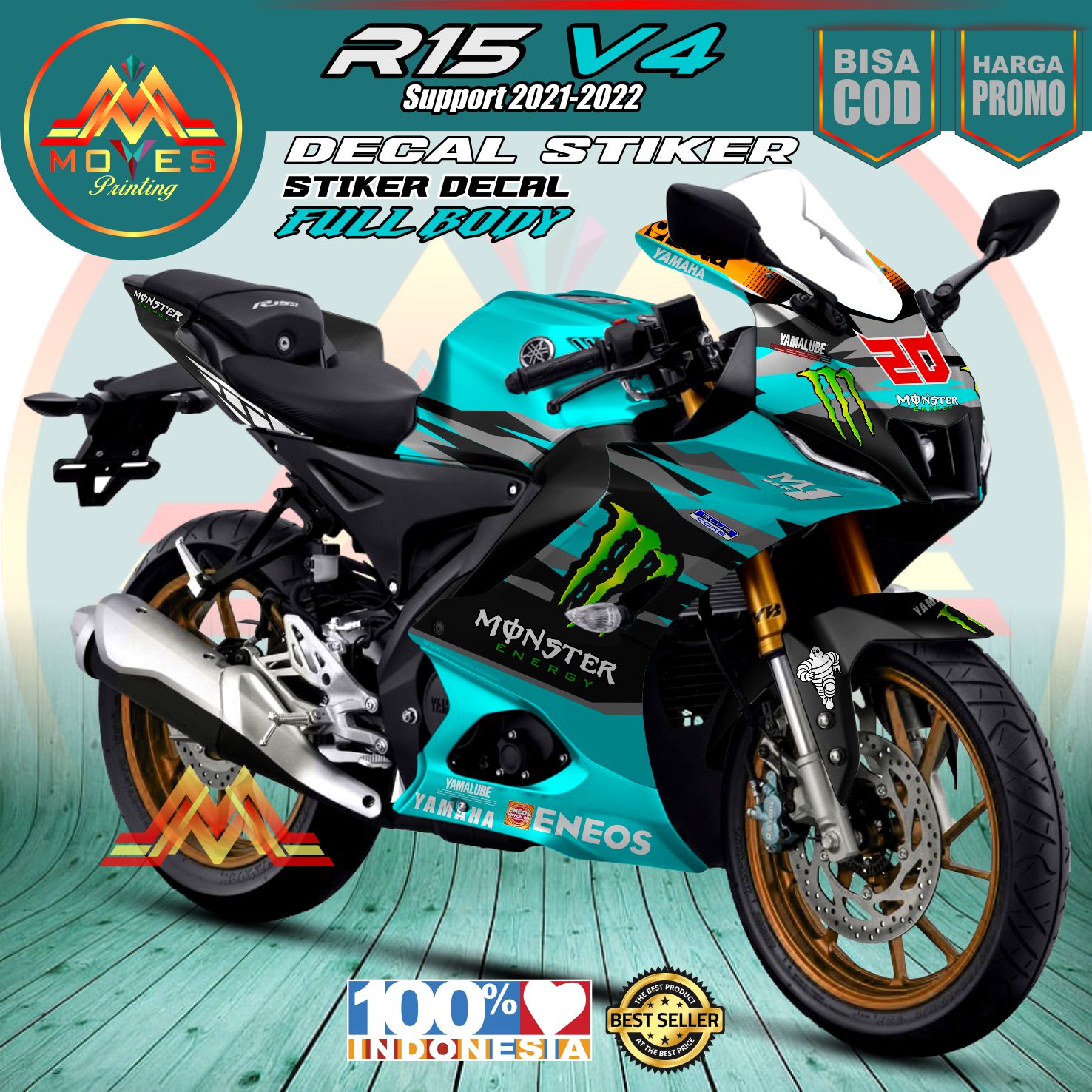 ⭐⭐⭐⭐⭐BISA COD / BAYAR DI TEMPAT. Decal Stiker R15 V4 Variasi 12 Warna ...