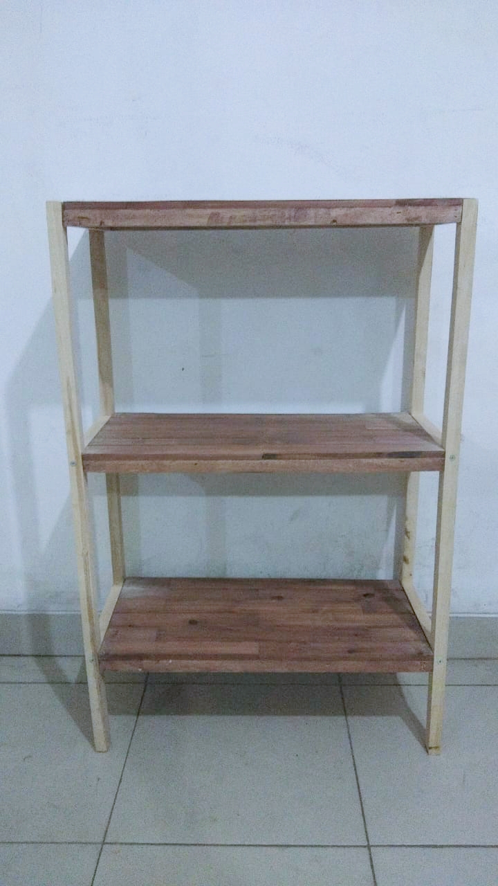 RAK 3 SUSUN MOTIF KOTAK T: 90CM / RAK 3 TINGKAT MINIMALIS AESTETIK ...