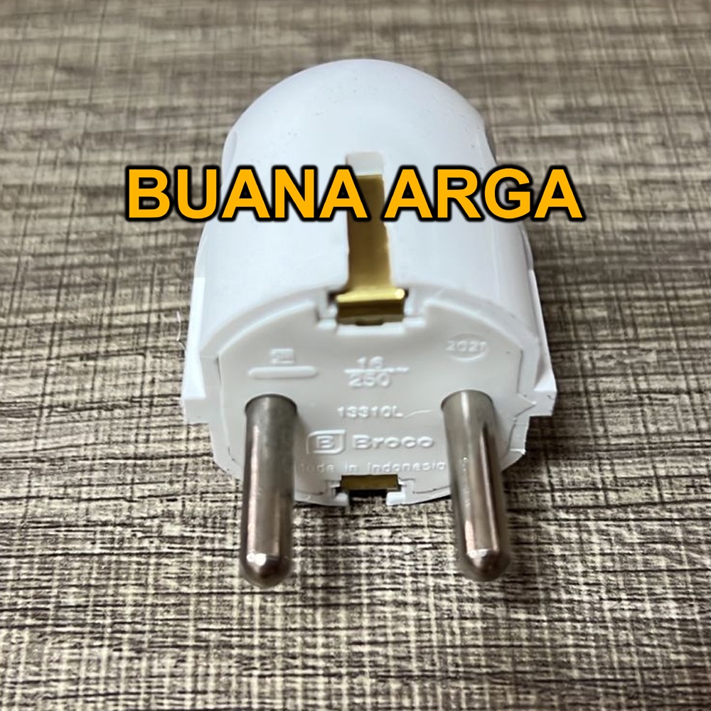 Colokan Listrik Steker Broco 13310 Putih Plug Kaki 2 Grounding Arde ...