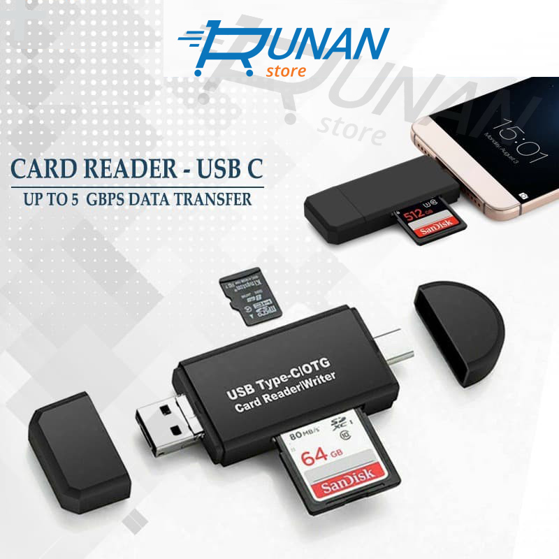 USB 3 Card Reader USB C - Micro SD Card Adapter 5 Gbps OTG 2 in 1 | Lazada Indonesia