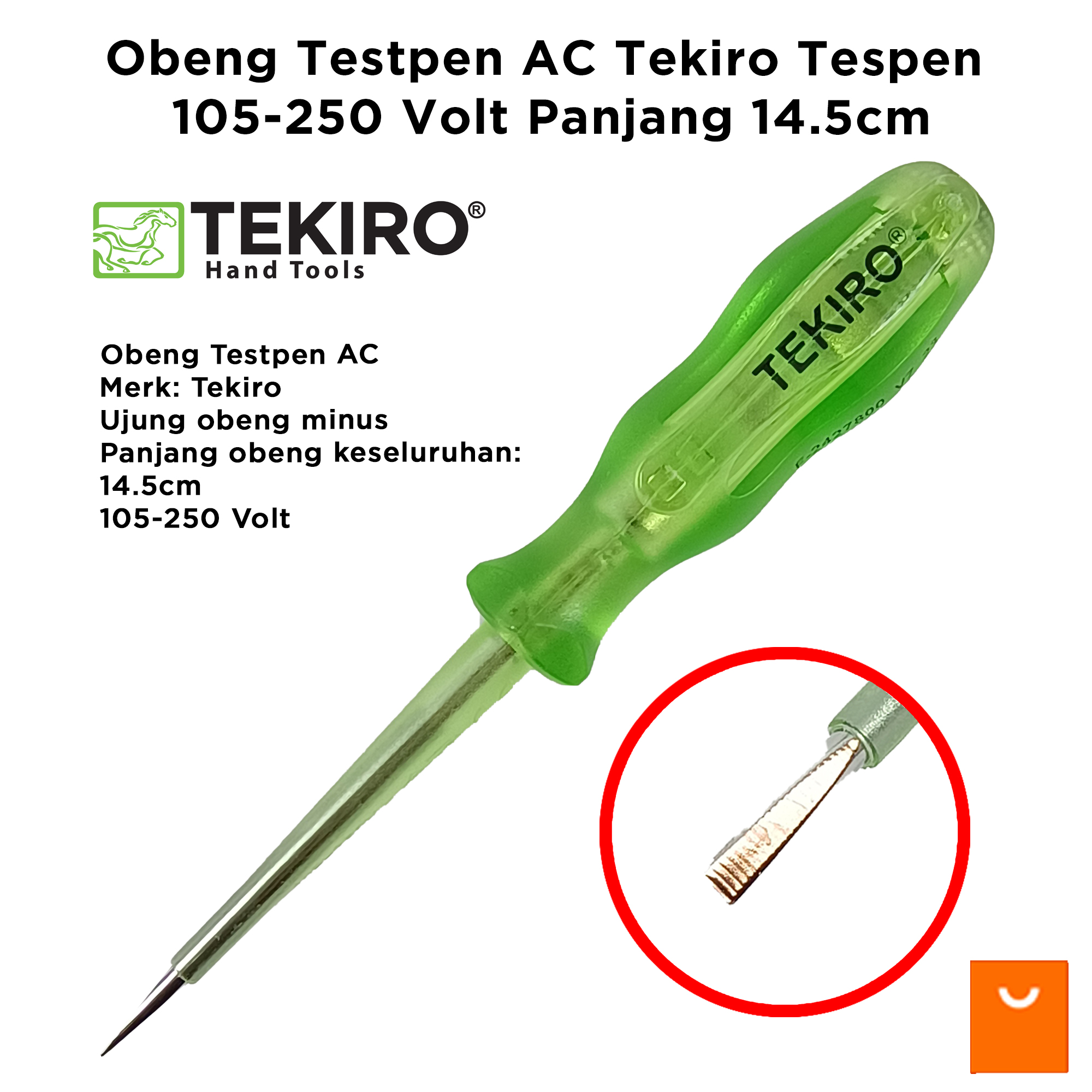Obeng Testpen AC Tekiro Tespen 105-250 Volt Panjang 14.5cm | Lazada ...