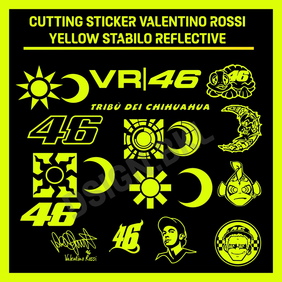 Cutting Sticker VR 46 Valentino Rossi - Kuning HIjau Stabilo | Lazada ...