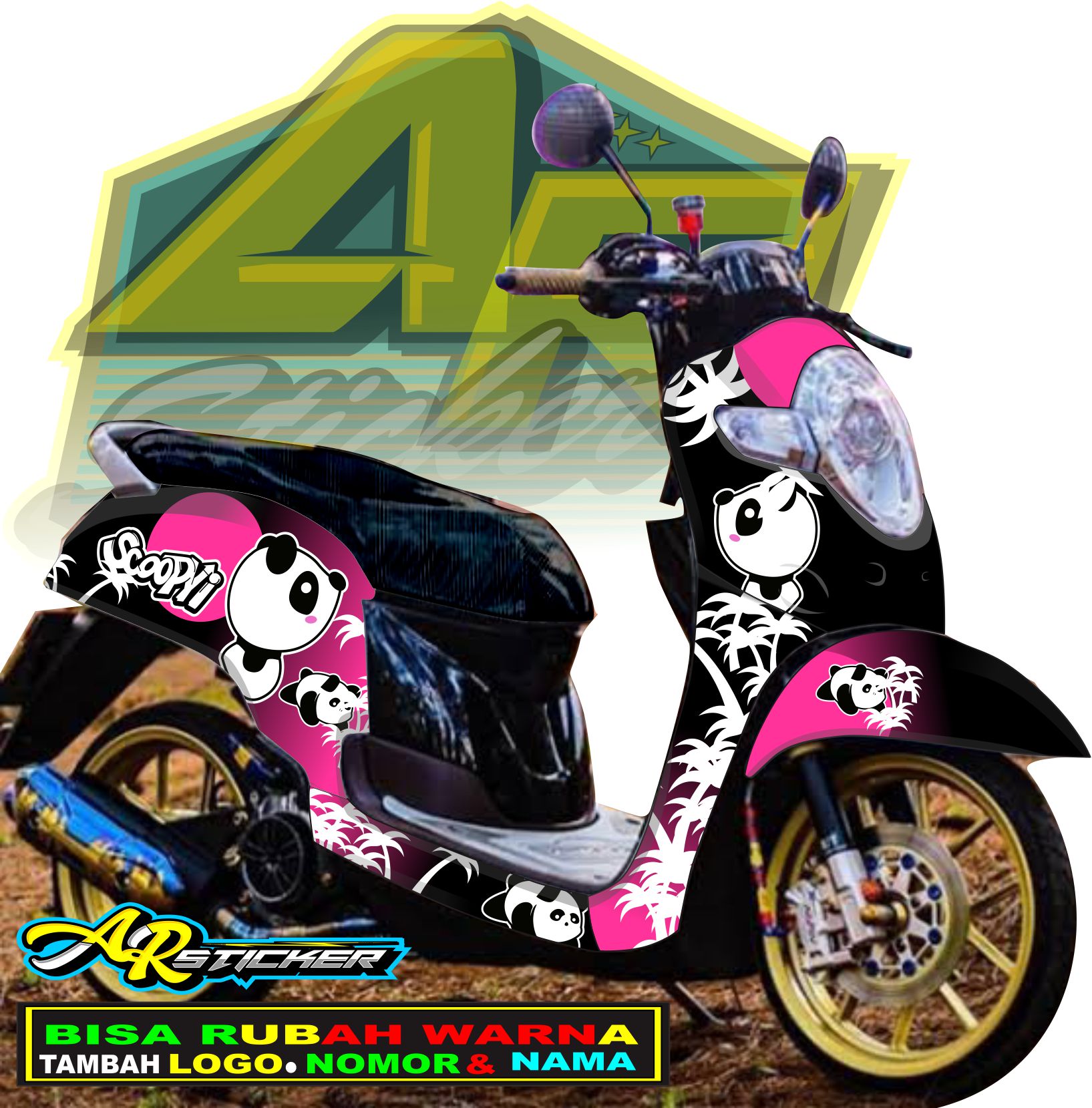Decal scoopy Panda Stiker Scoopy full body Full Blok Decal Scopy Dekal ...