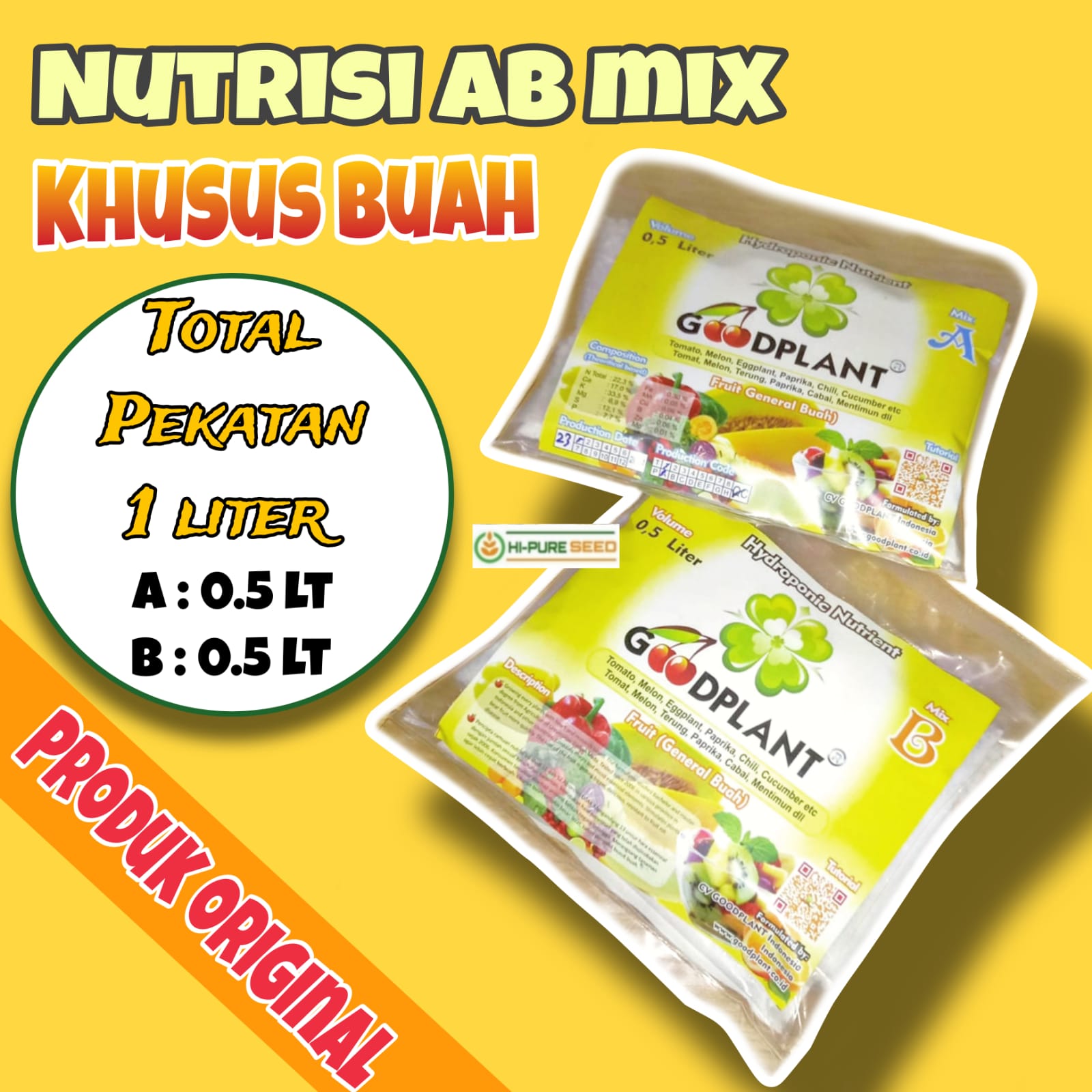 Nutrisi Pupuk Hidroponik AB Mix KHUSUS BUAH Merk GOODPLANT Untuk TOTAL ...