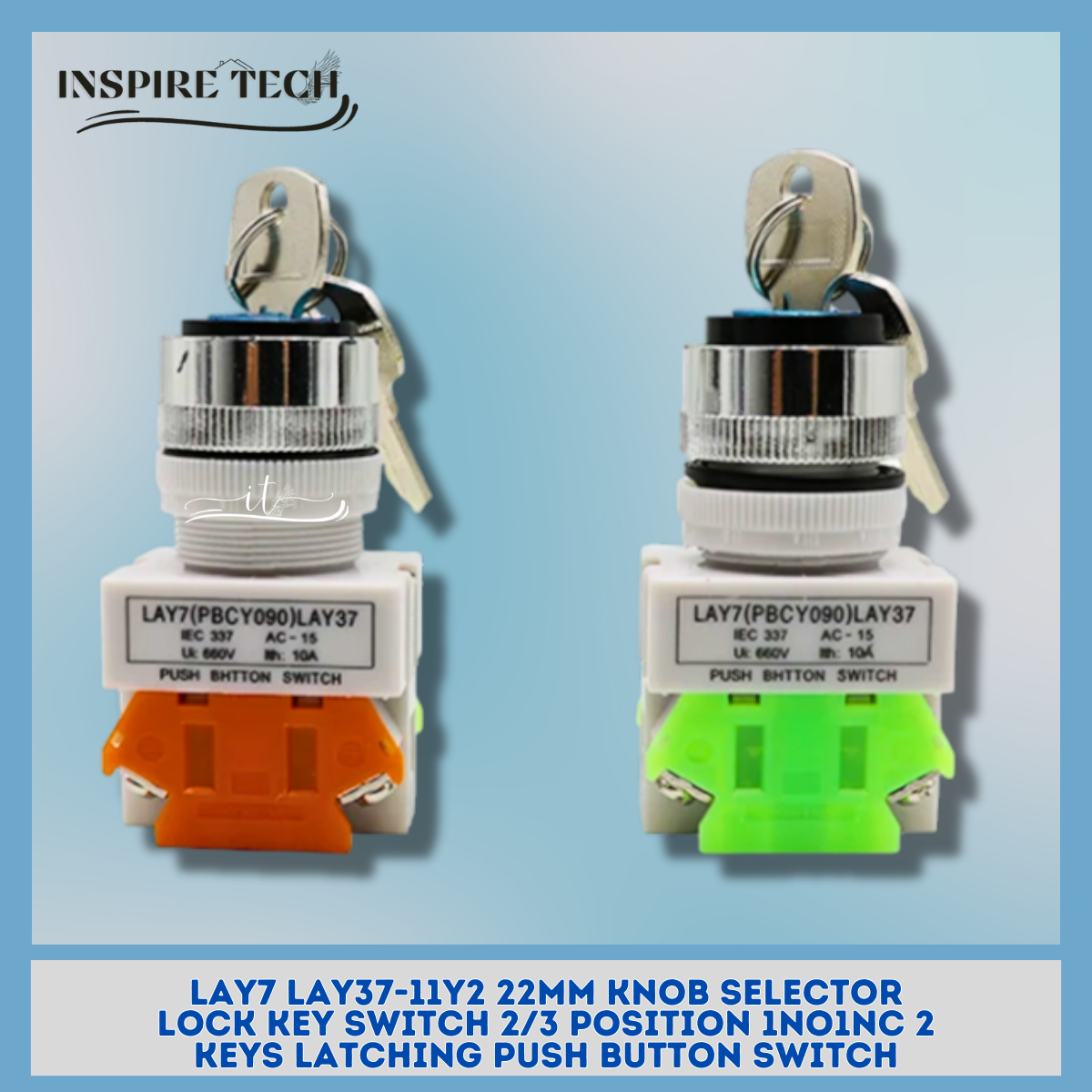 Lay 7 LAY37 Selector switch key 2/3 Position Push Button Switch 1NO1NC ...