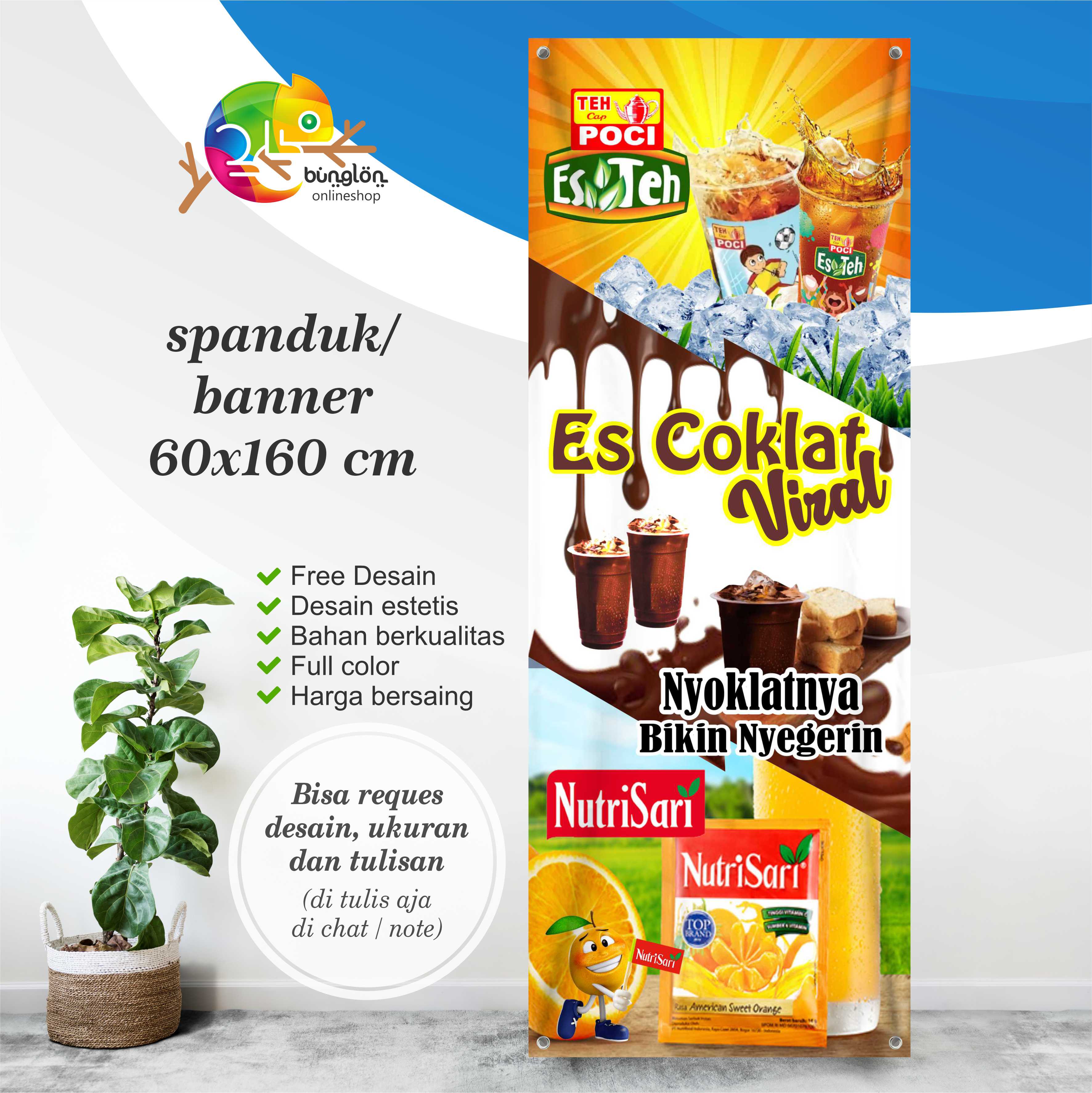 MMT 60x160 Cm Spanduk Banner Teh Poci, Es Coklat, Minuman Lainnya ...