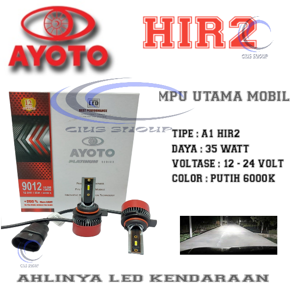 SEPASANG LAMPU LED MOBIL AYOTO A1 35W H1,HB3, HB4, H7,HIR2, H11 CAHAYA PUTIH UNTUK FOGLAMP ...