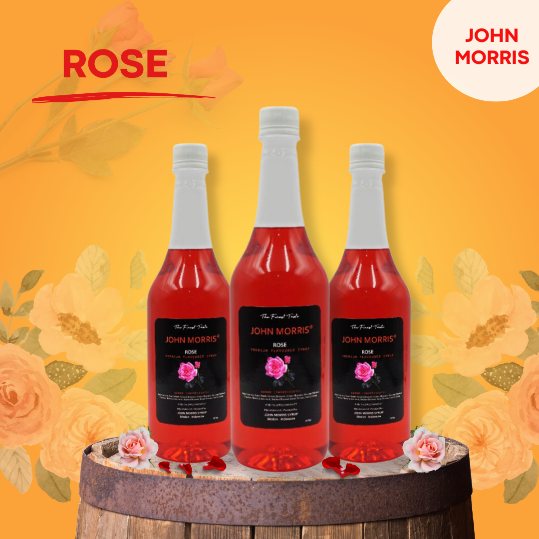JOHN MORRIS Premium Flavoured Syrup Rose 1000 ml / Sirup Rasa Mawar 1 ...