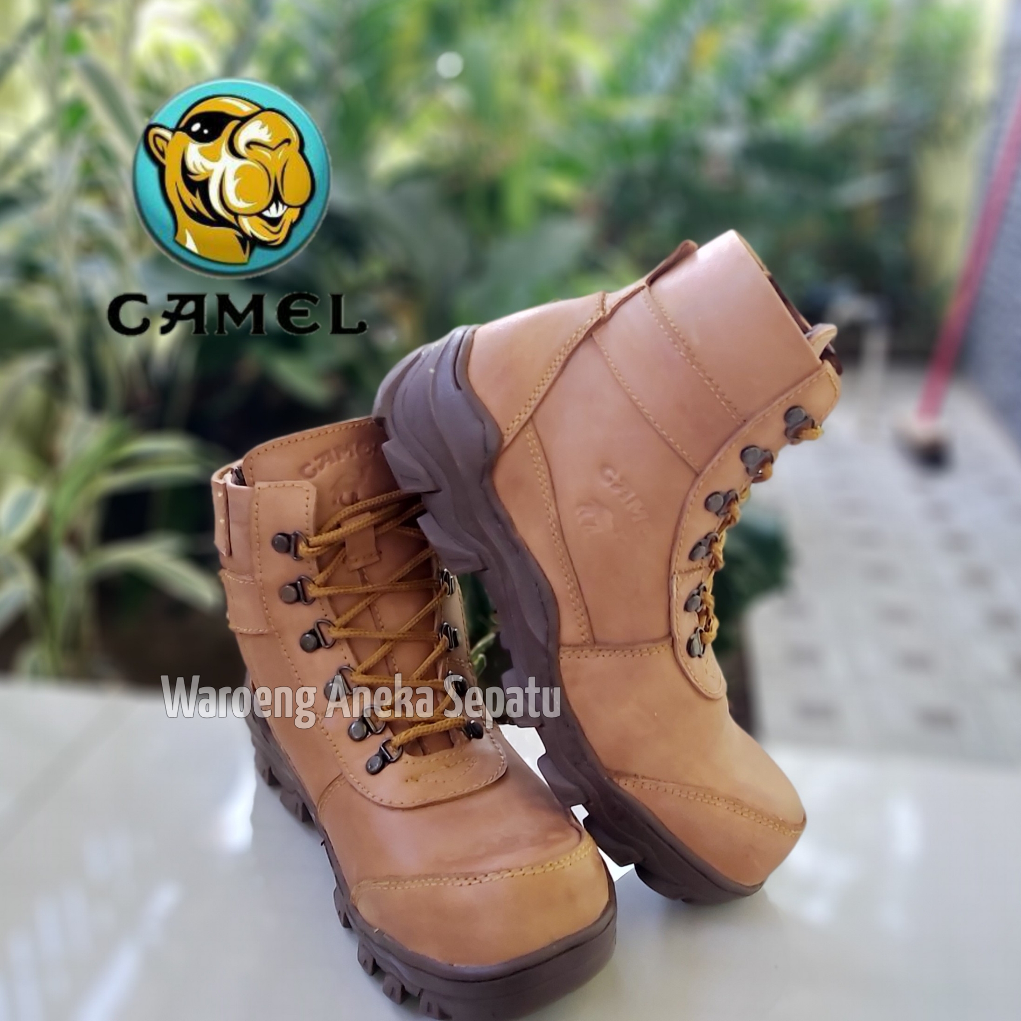Sepatu Boots Safety Ujung Besi Pria Kulit Camel - Sepatu Boots kerja ...
